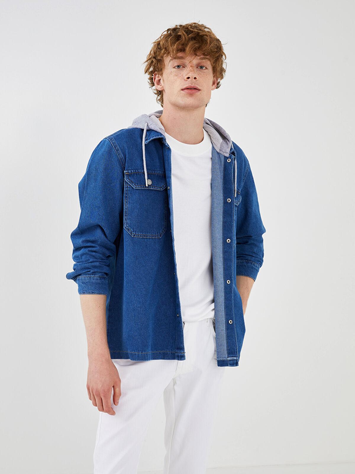 XSIDE Standart Kalıp Kapüşonlu Erkek Jean Ceket
