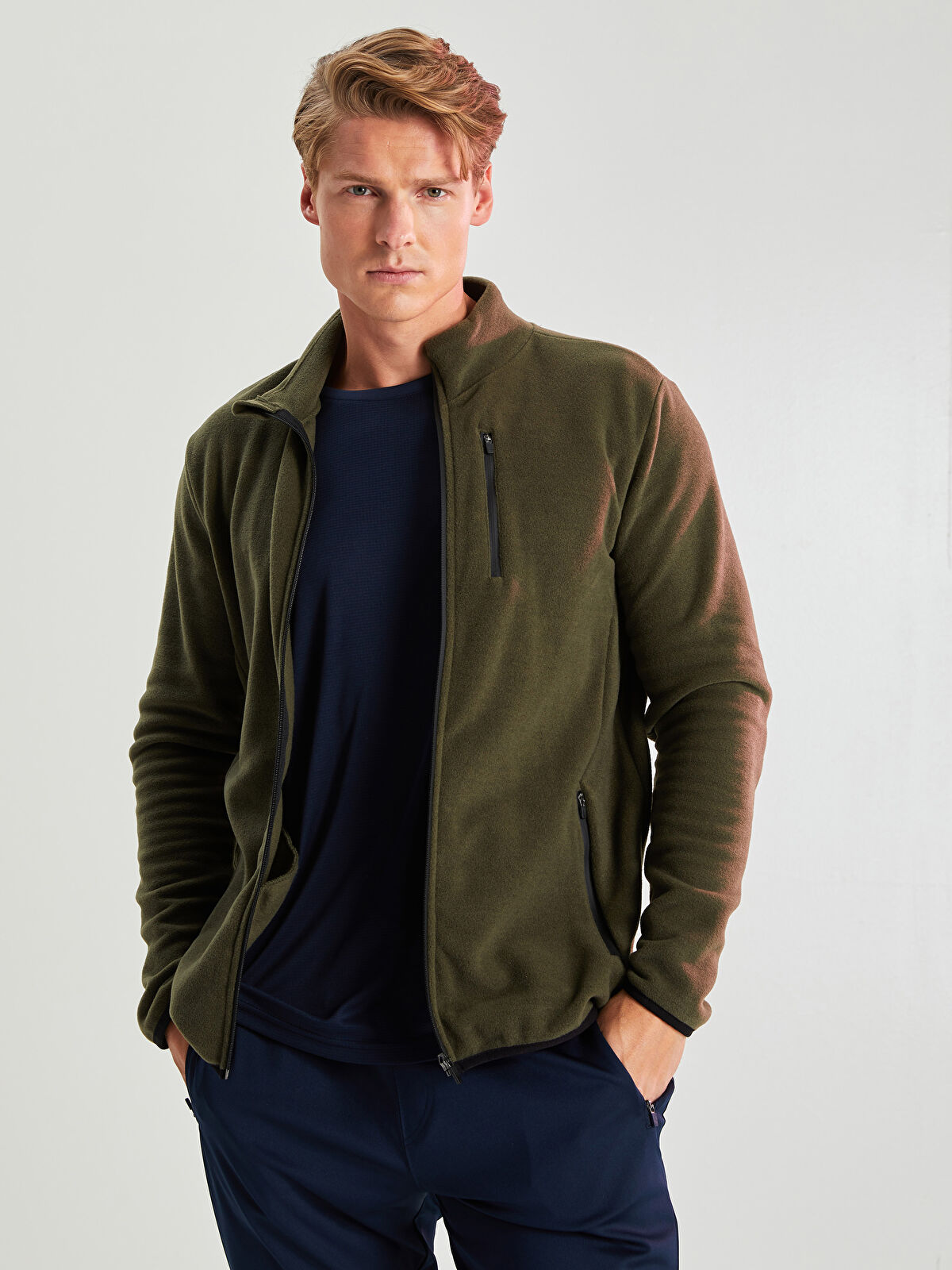 LCW SPORTS Standart Kalıp Dik Yaka Polar Erkek Spor Hırka