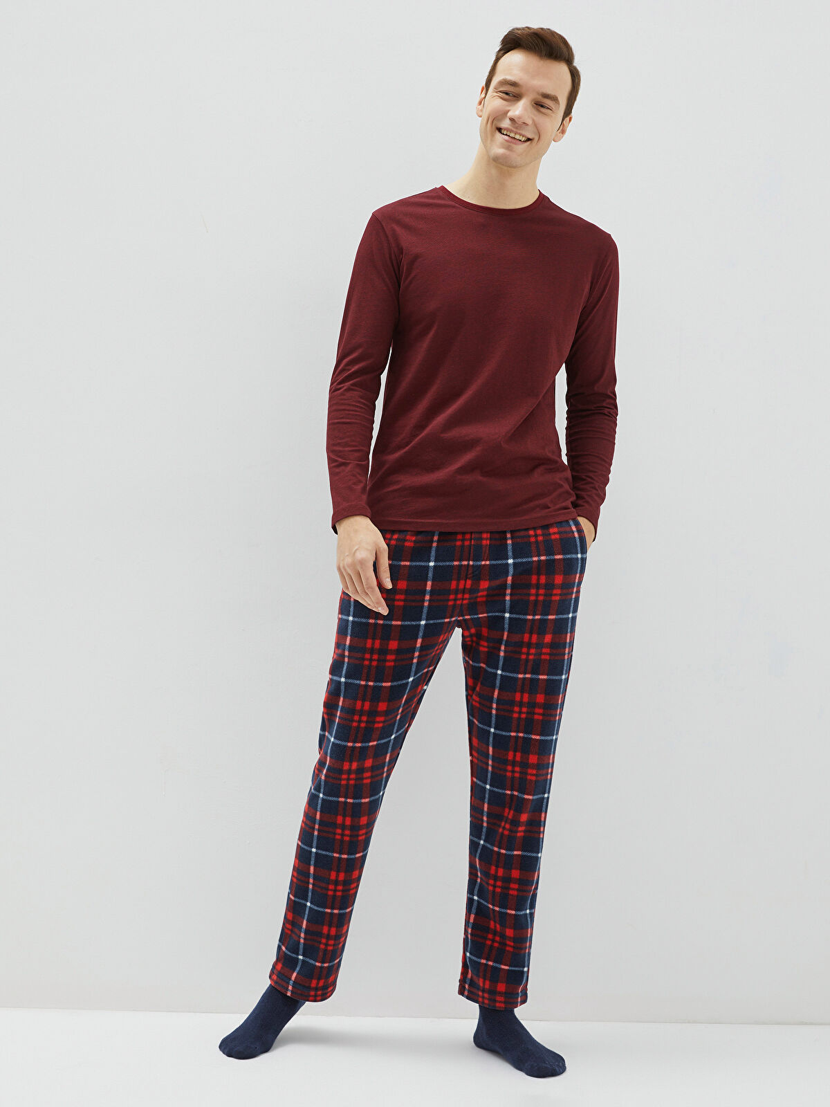 LCW DREAM Standart Kalıp Ekose Erkek Polar Pijama Alt