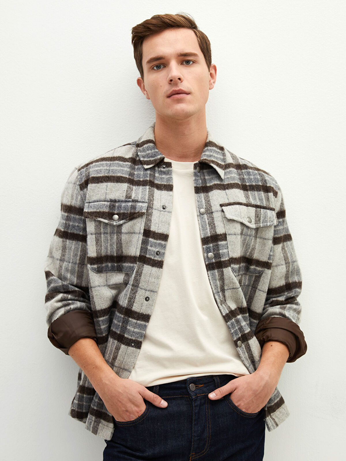 LCW VISION Standart Kalıp Gömlek Yaka Ekose Erkek Ceket LCW VISION Standart Kalıp Gömlek Yaka Ekose Erkek Ceket