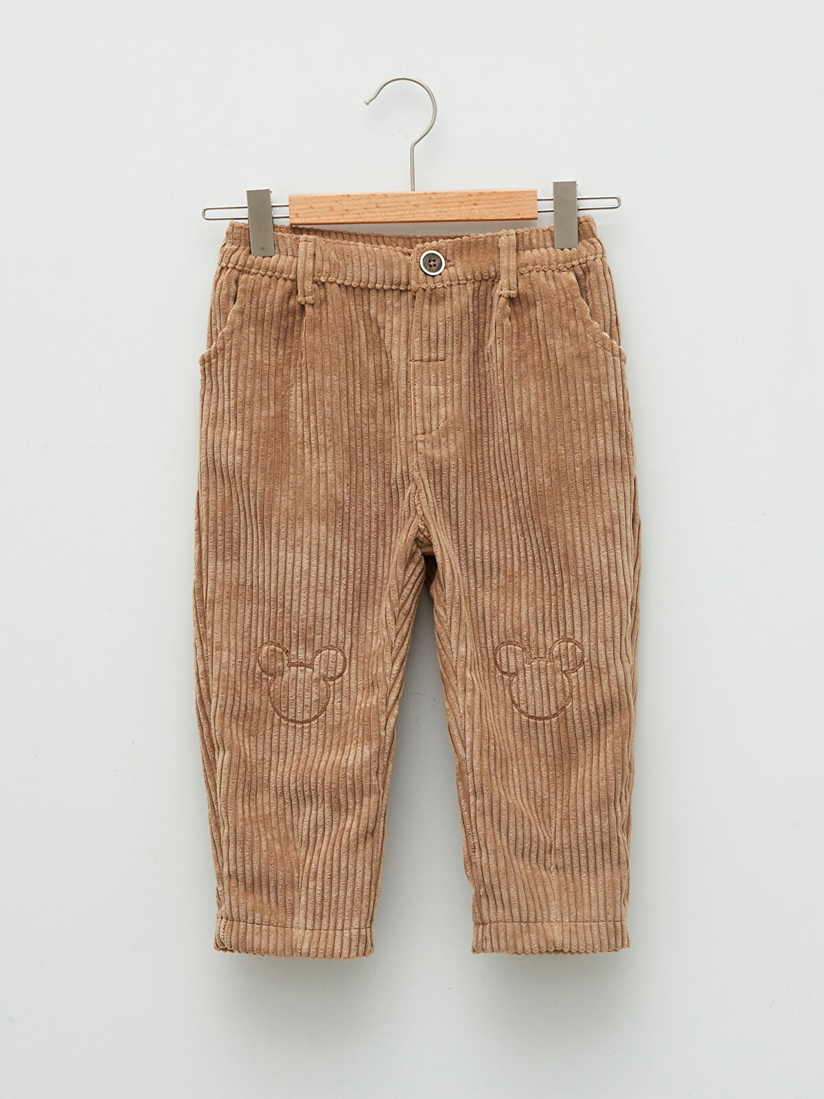 Mickey Mouse Nakışlı Kadife Erkek Bebek Pantolon