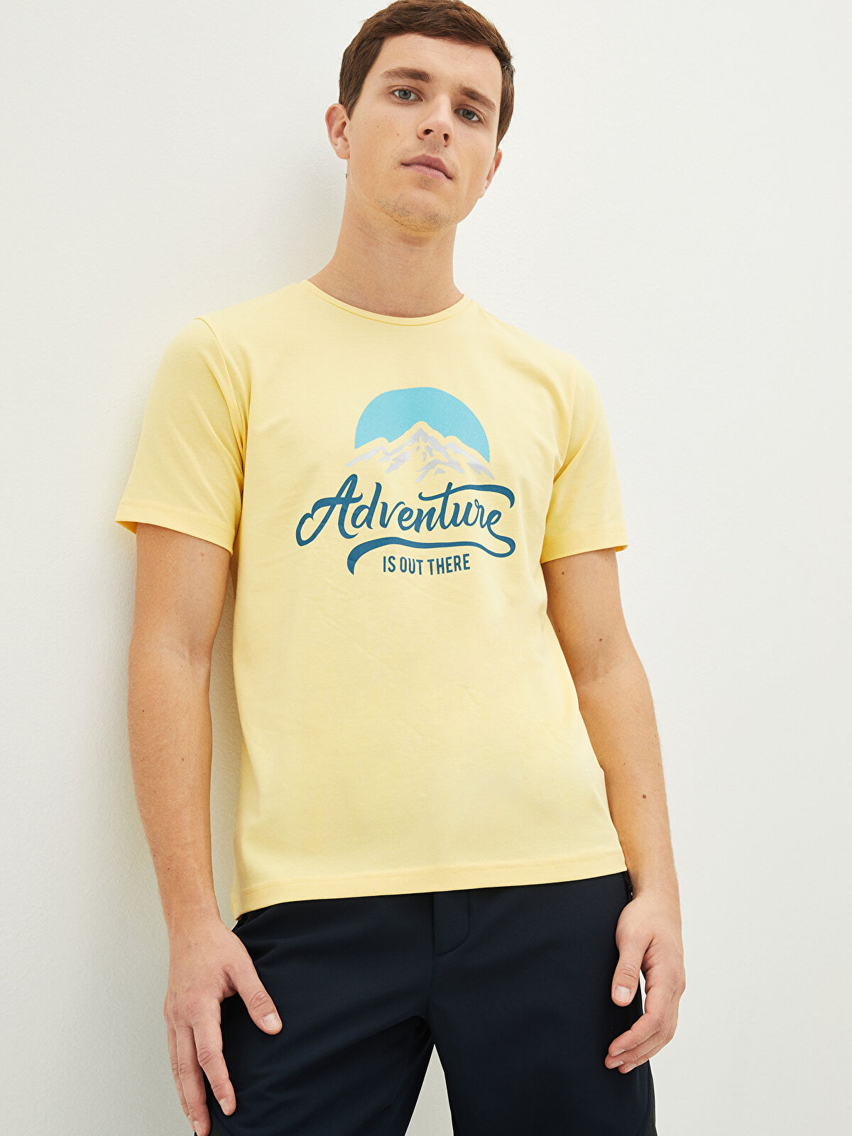 Outdoor Bisiklet Yaka Kısa Kollu Baskılı Erkek Tişört