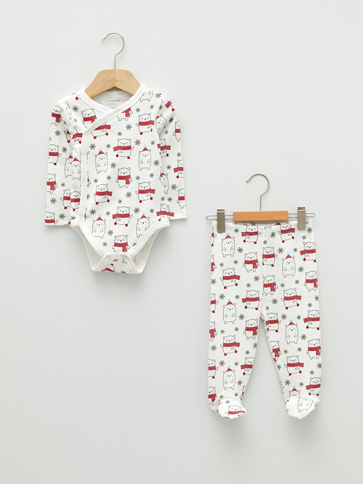 Bisiklet Yaka Uzun Kollu Baskılı Erkek Bebek Çıtçıtlı Body ve Pantolon 2'li Takım