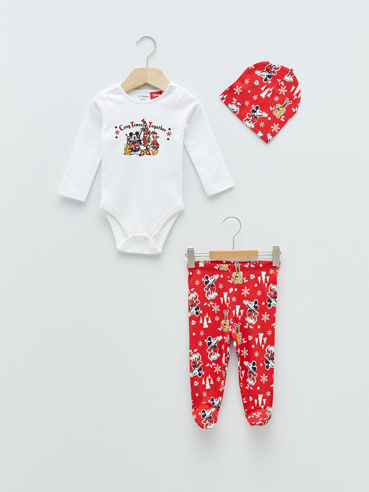 Bisiklet Yaka Uzun Kollu Disney Baskılı Erkek Bebek 3'lü Takım