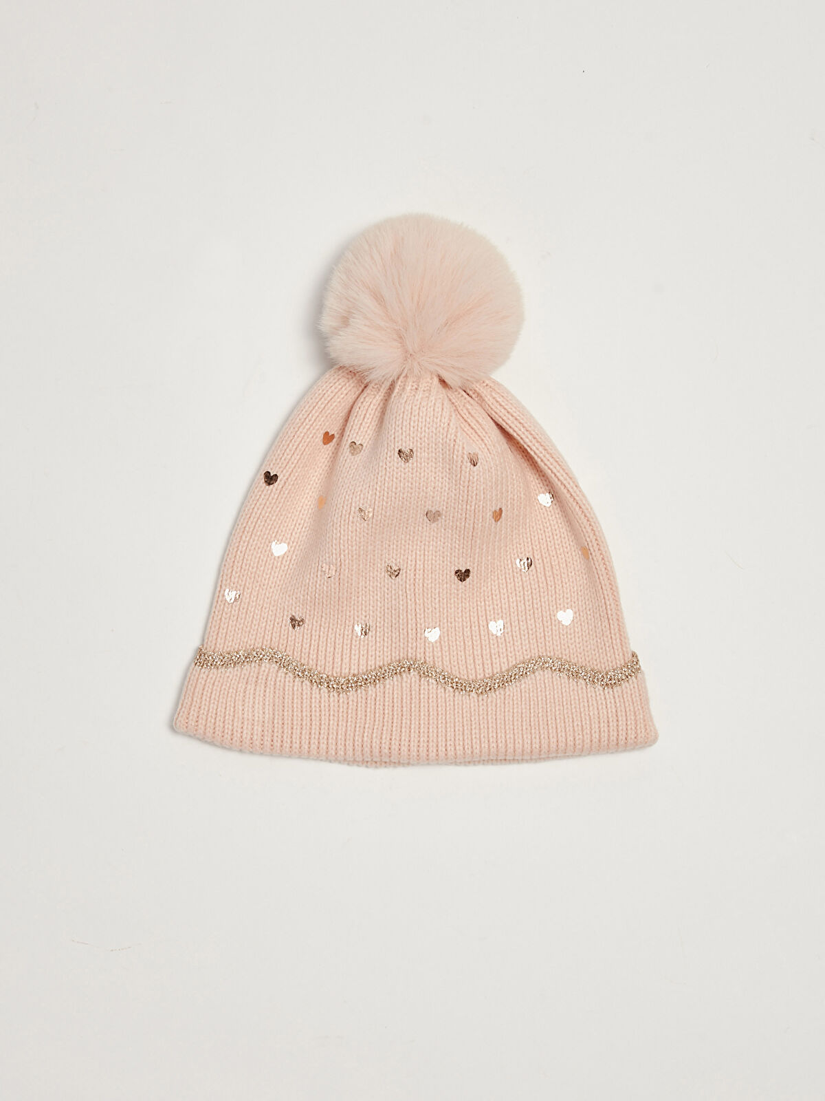 Kız Çocuk Nakışlı Ponponlu Triko Bere