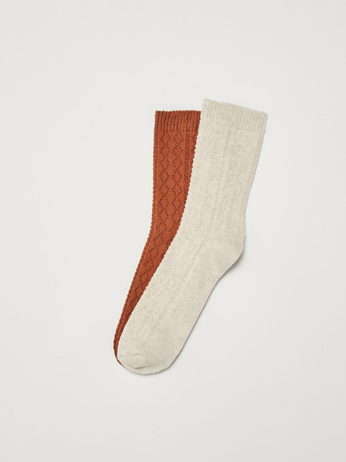 LCW DREAM Kendinden Desenli Pamuklu Kadın Soket Çorap 2'li Paket