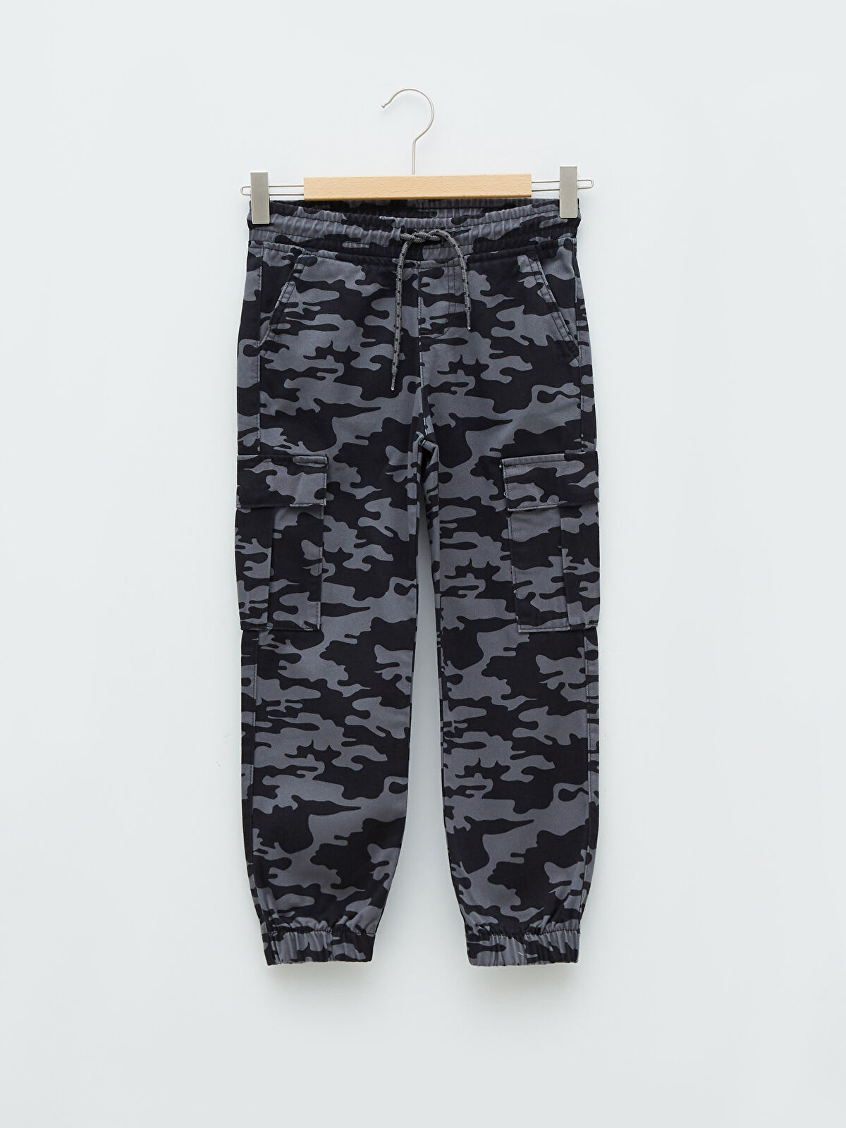 Beli Lastikli Kamuflaj Desenli Erkek Çocuk Kargo Pantolon