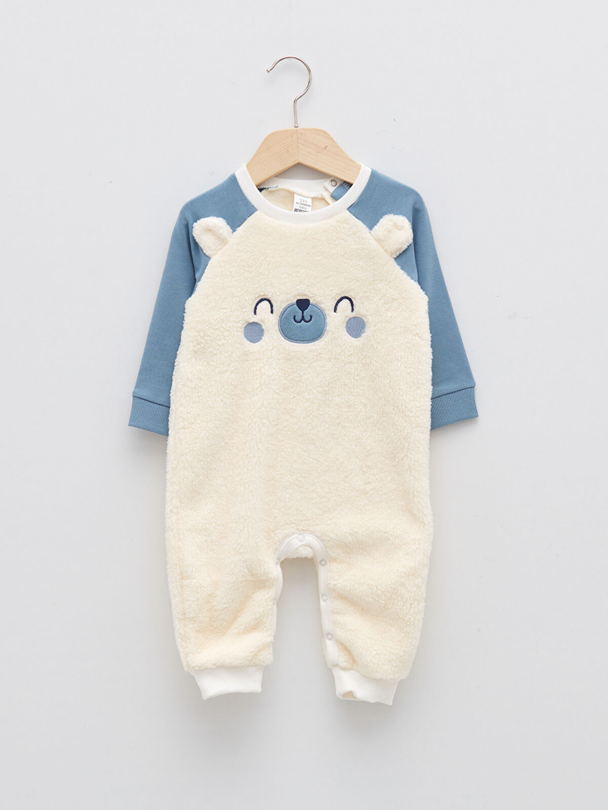 Bisiklet Yaka Uzun Kollu Pelüş Erkek Bebek Tulum