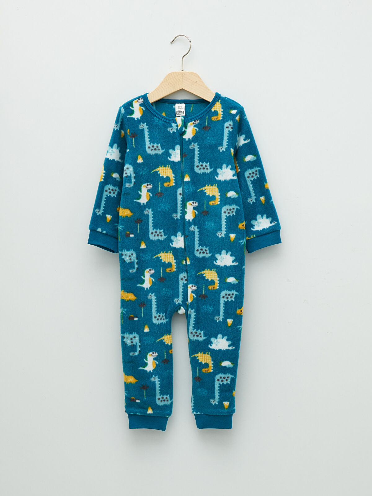 Bisiklet Yaka Uzun Kollu Baskılı Polar Erkek Bebek Fermuarlı Tulum