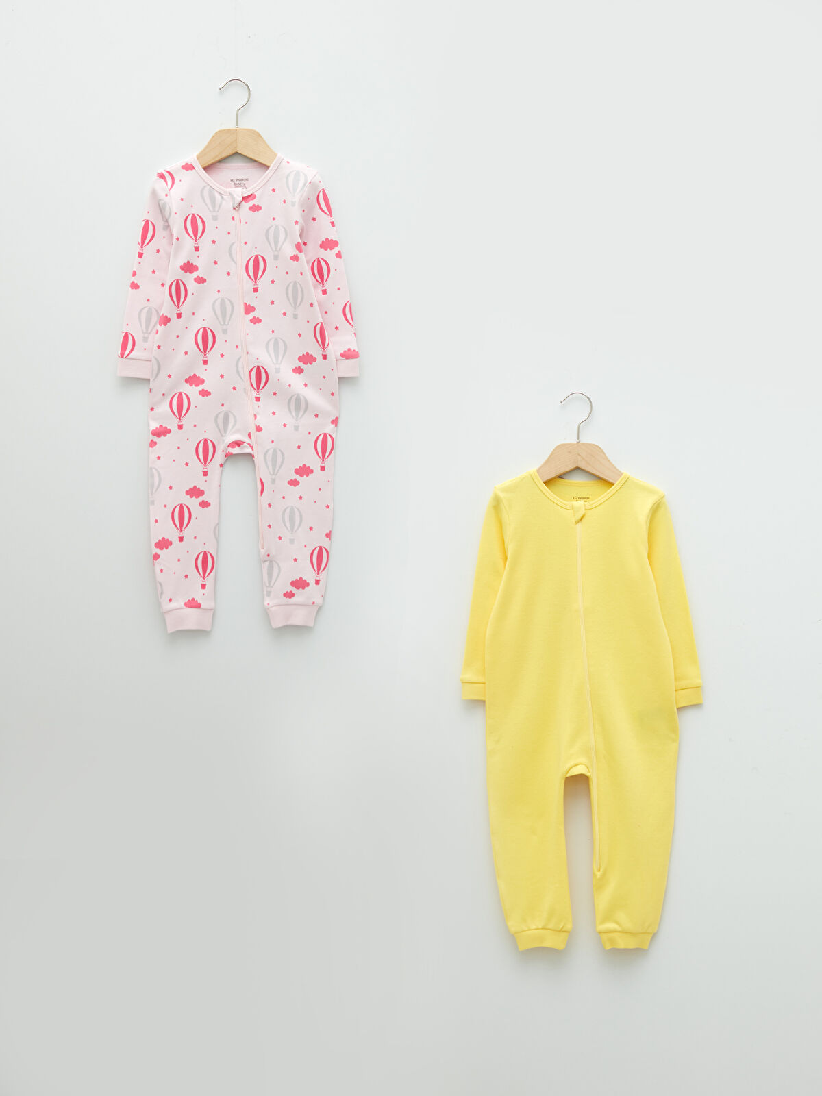 Bisiklet Yaka Uzun Kollu Kız Bebek Fermuarlı Tulum 2'li