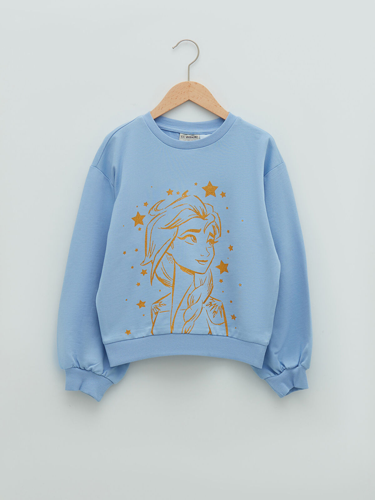 Bisiklet Yaka Elsa Baskılı Uzun Kollu Kız Çocuk Sweatshirt