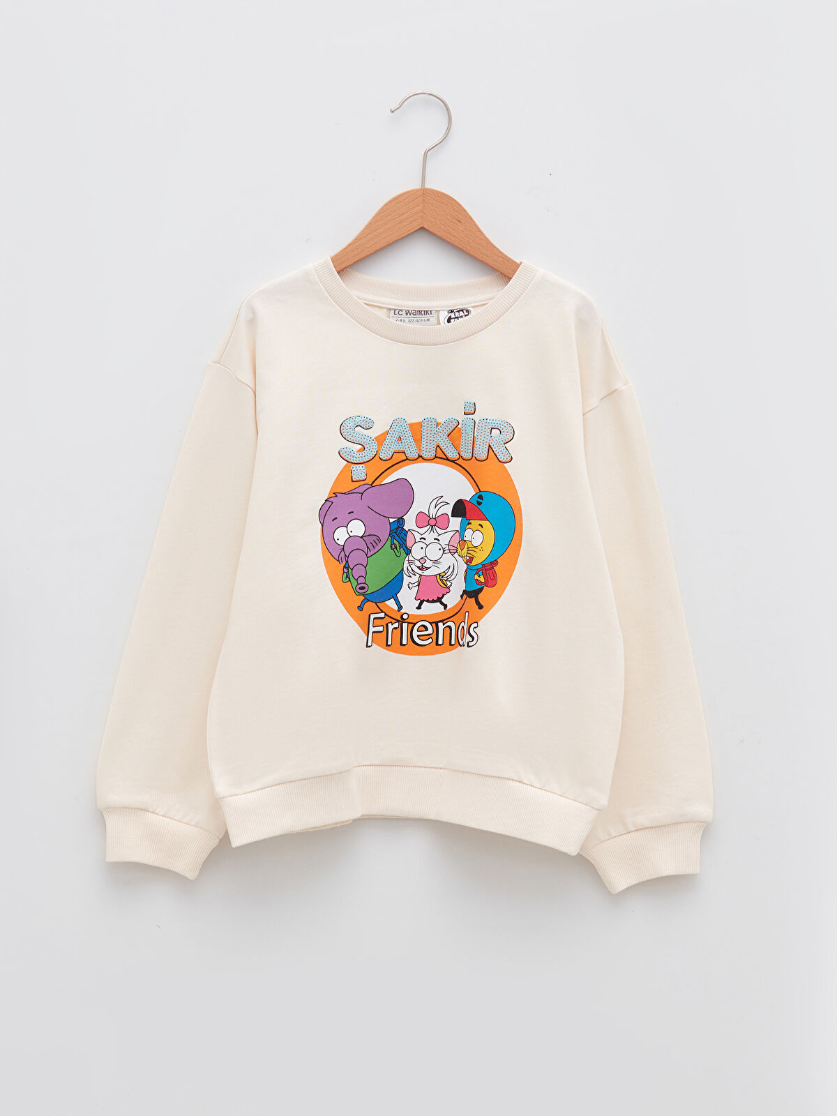 Bisiklet Yaka Kral Şakir Baskılı Uzun Kollu Kız Çocuk Sweatshirt