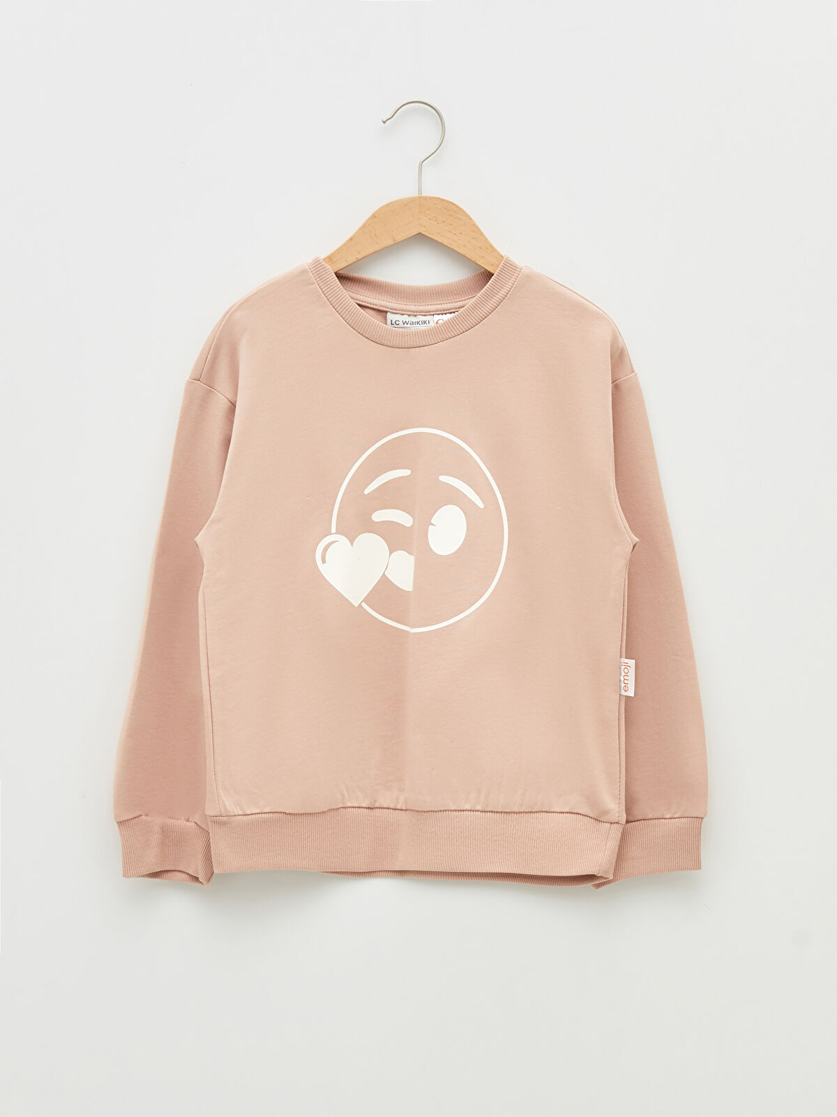 Bisiklet Yaka Emoji Baskılı Uzun Kollu Kız Çocuk Sweatshirt