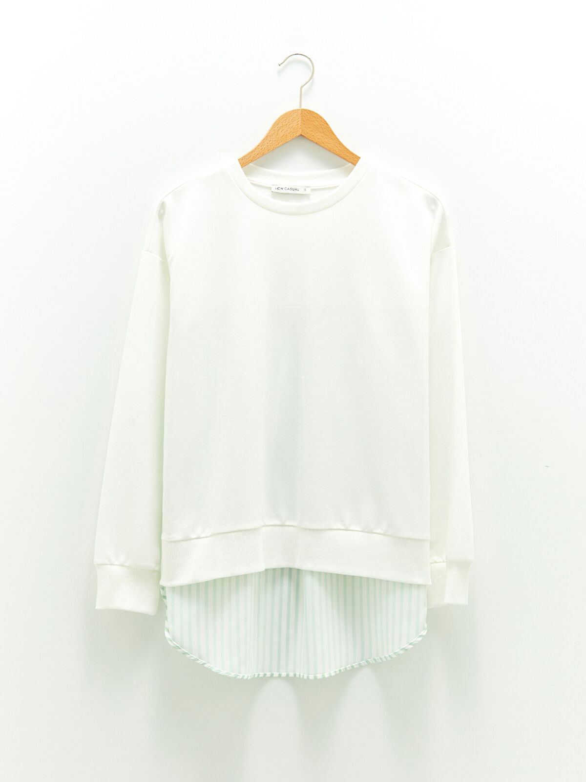 LCW CASUAL Bisiklet Yaka Çizgili Uzun Kollu Kadın Sweatshirt