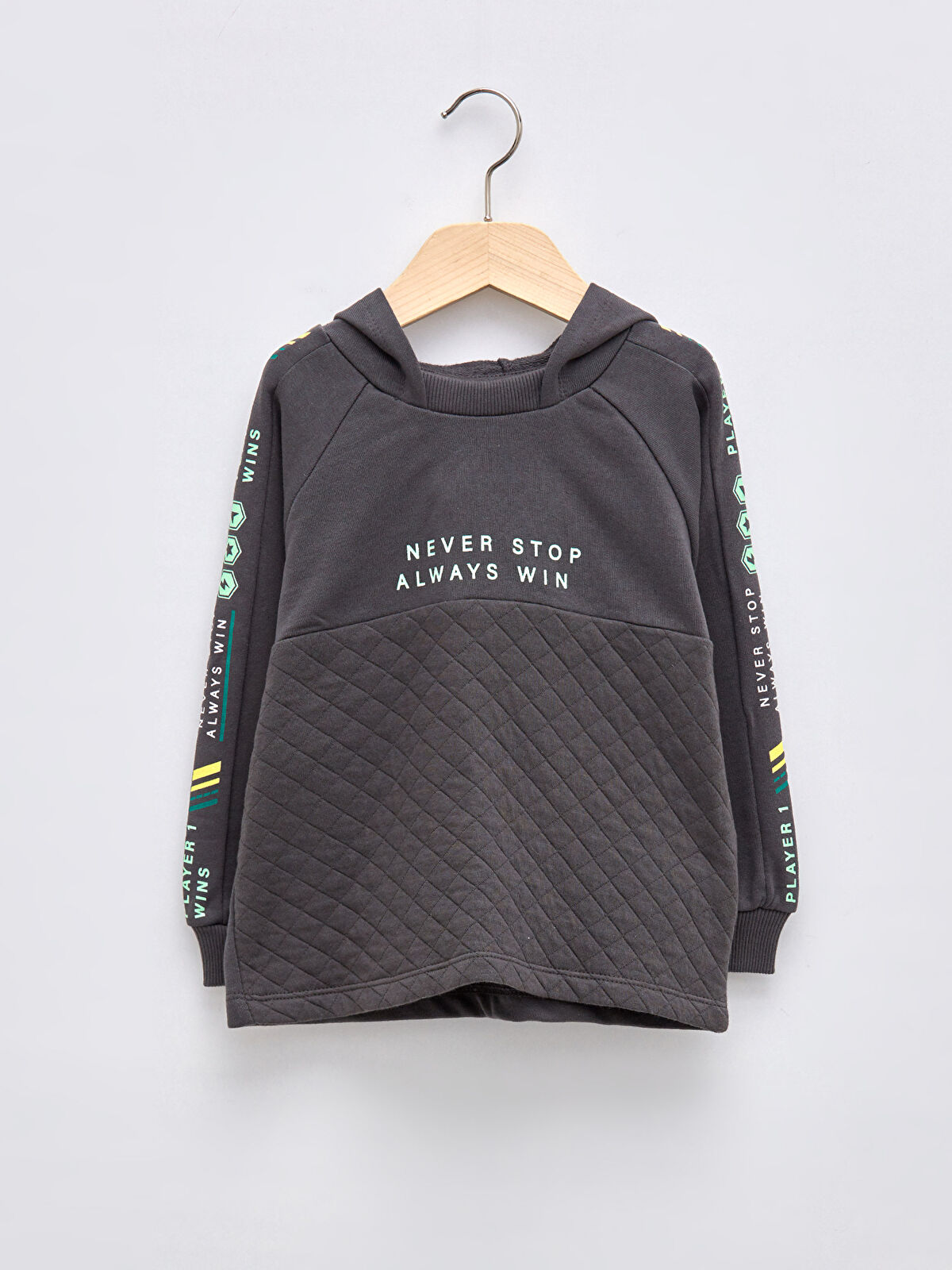 Kapüşonlu Uzun Kollu Baskılı Pamuklu Erkek Bebek Sweatshirt Kapüşonlu Uzun Kollu Baskılı Pamuklu Erkek Bebek Sweatshirt