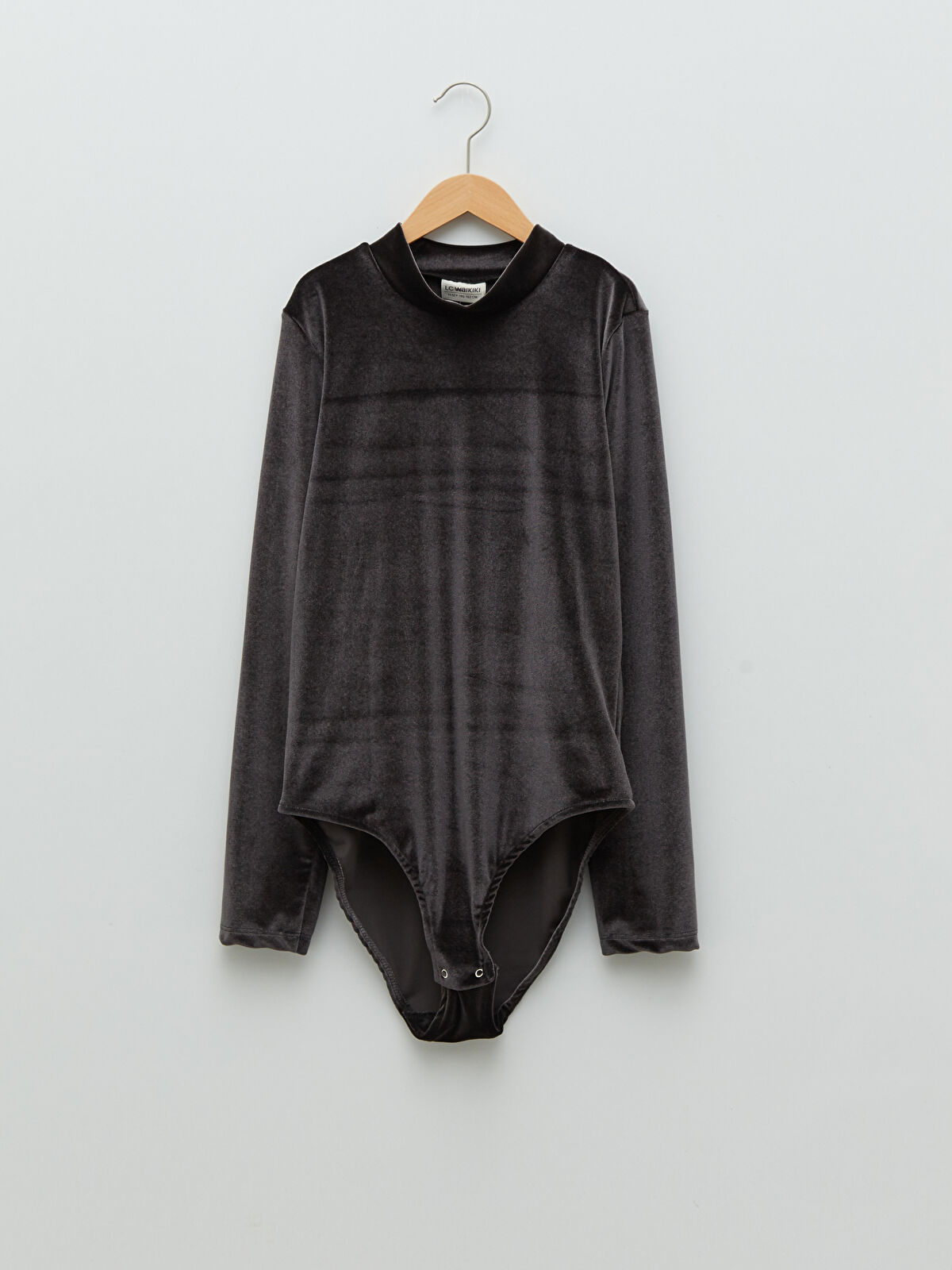 Dik Yaka Basic Uzun Kollu Kadife Kız Çocuk Çıtçıtlı Body