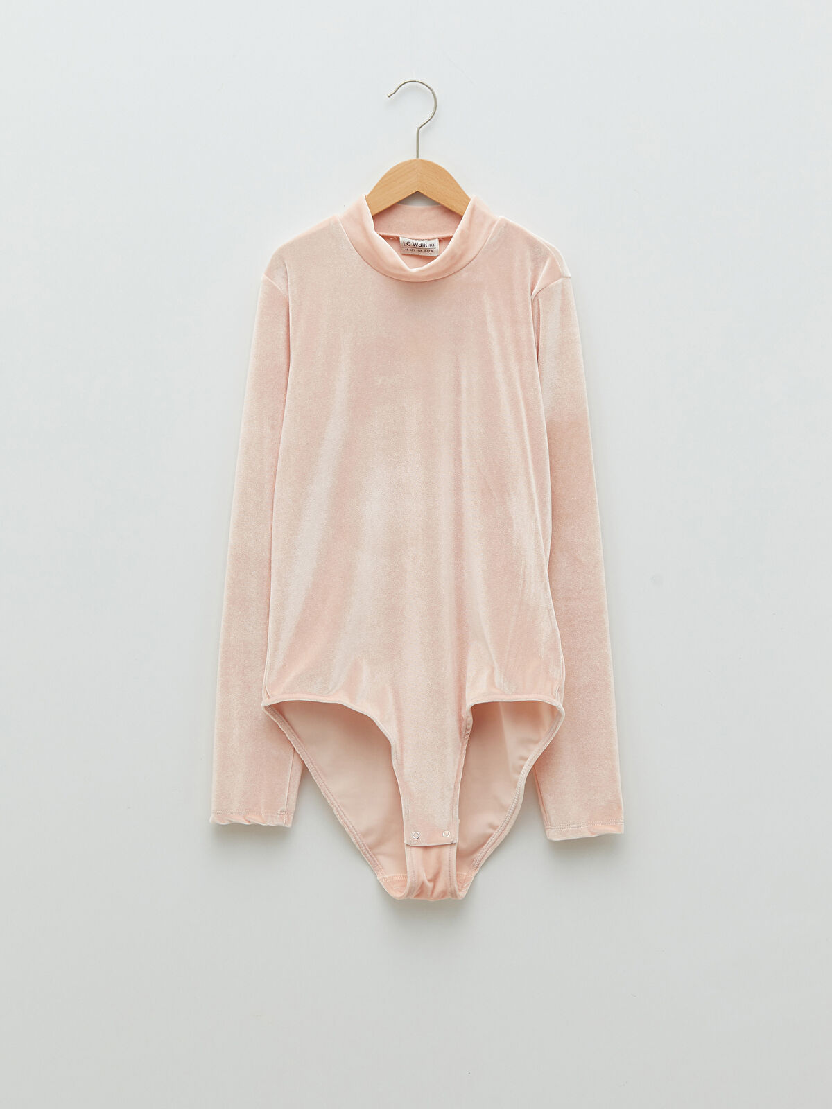 Dik Yaka Basic Uzun Kollu Kadife Kız Çocuk Çıtçıtlı Body