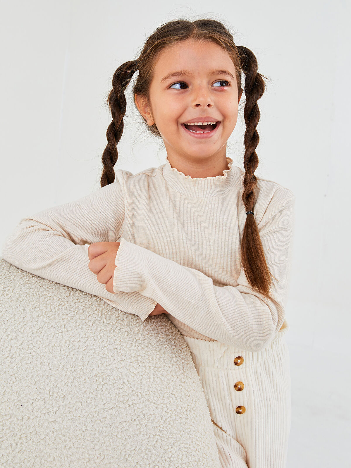 Yarım Balıkçı Yaka Basic Uzun Kollu Kız Çocuk Tişört