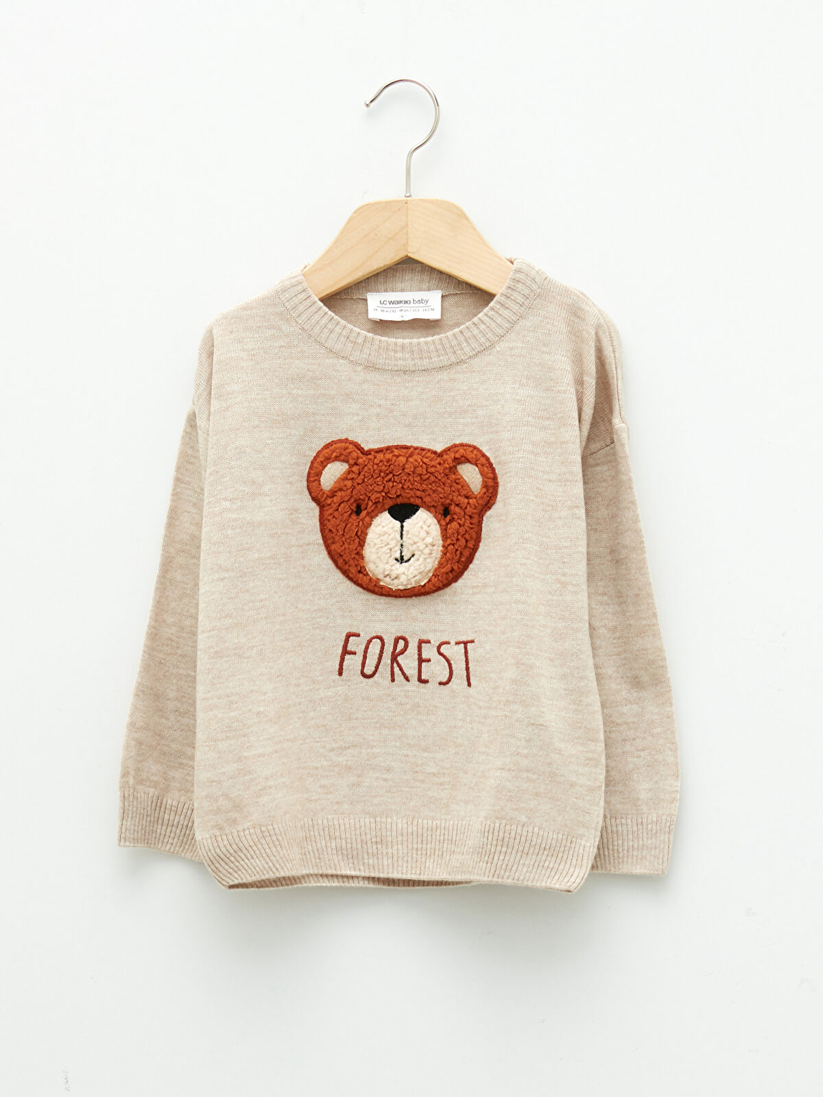 Bisiklet Yaka Uzun Kollu Nakışlı Erkek bebek Triko Kazak