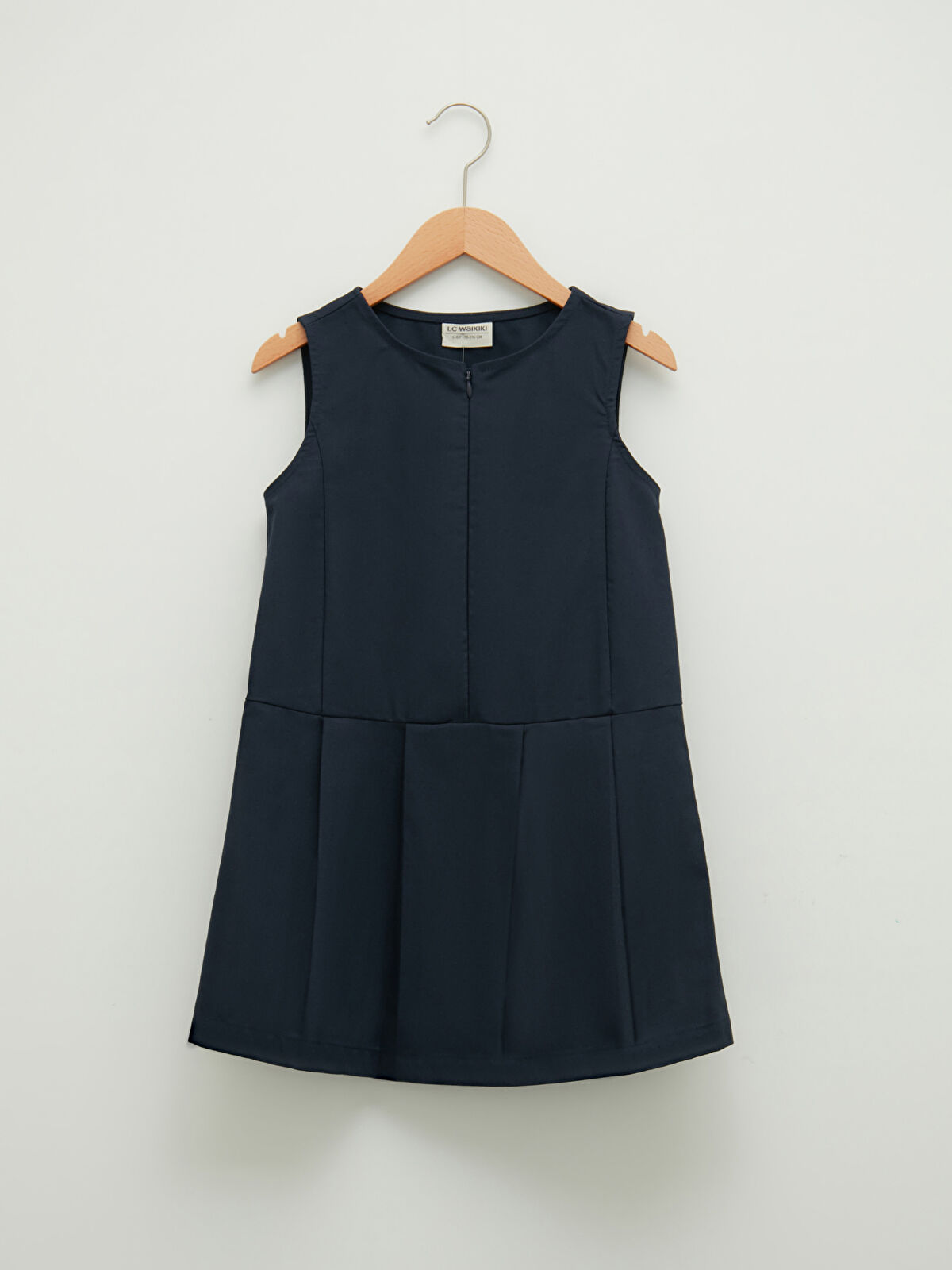 Bisiklet Yaka Basic Gabardin Kız Çocuk Pileli Elbise Bisiklet Yaka Basic Gabardin Kız Çocuk Pileli Elbise