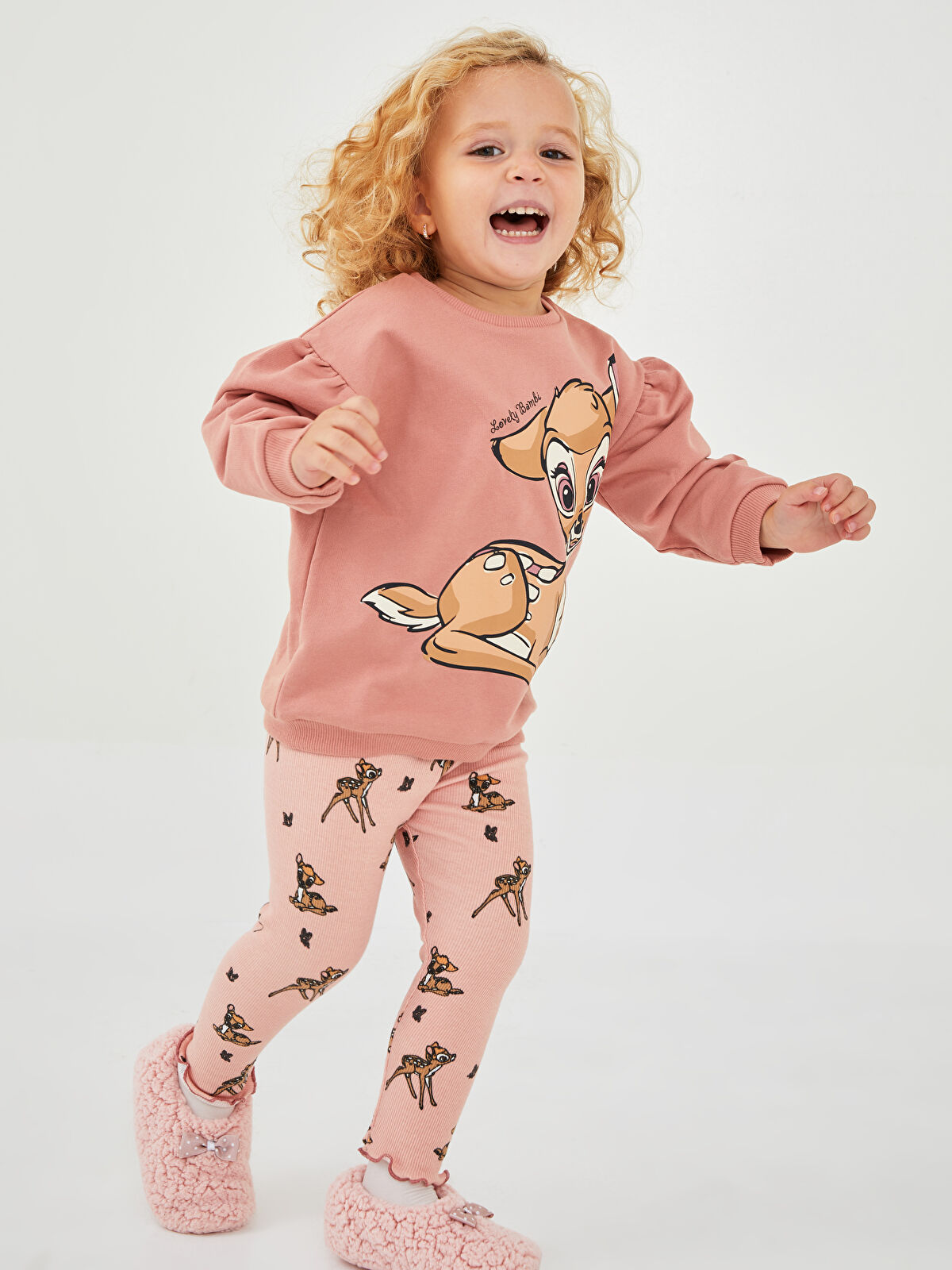 Bambi Baskılı Pamuklu Kız Bebek Eşofman Alt