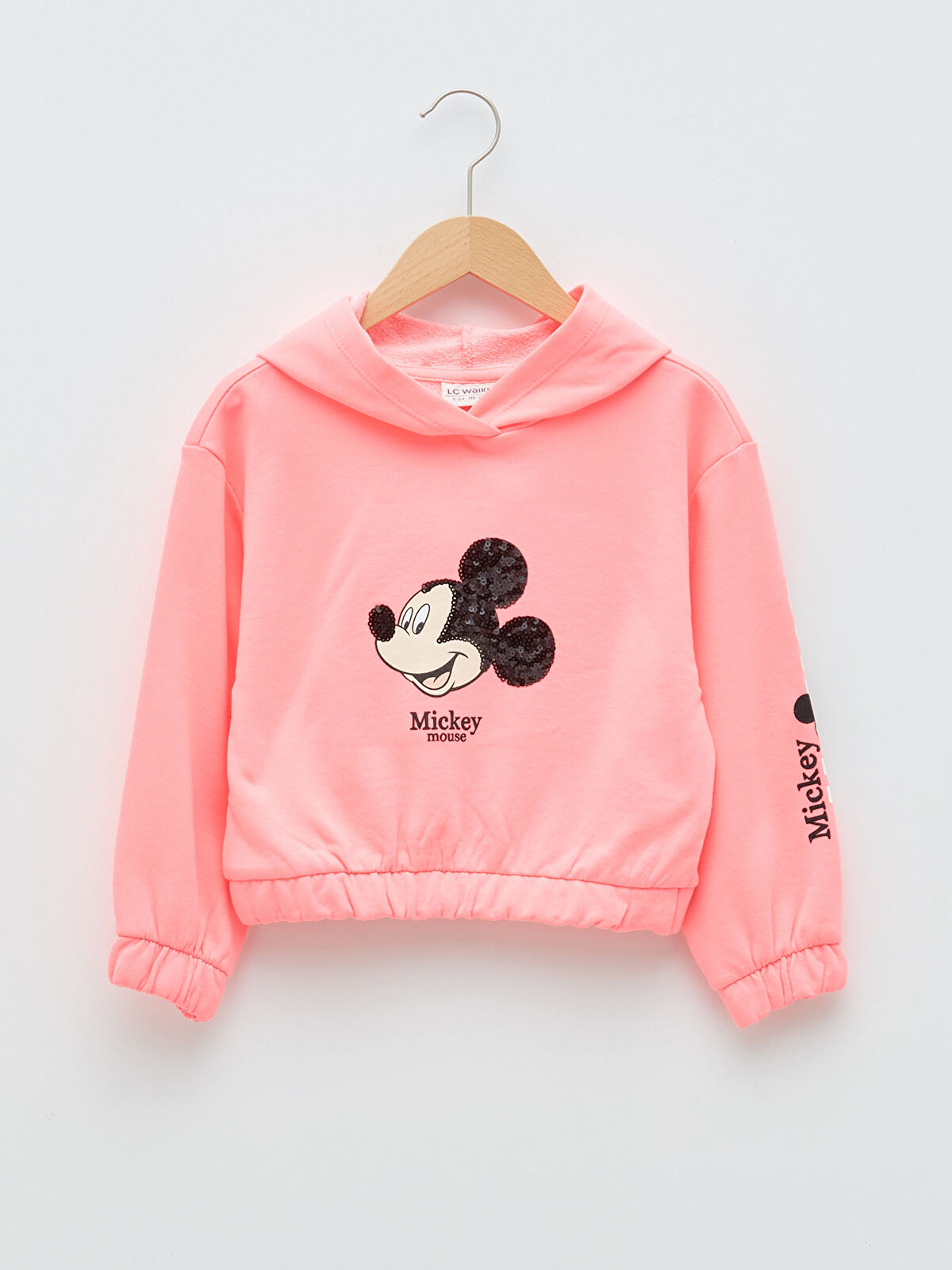 Kapüşonlu Mickey Mouse Baskılı Uzun Kollu Kız Çocuk Sweatshirt
