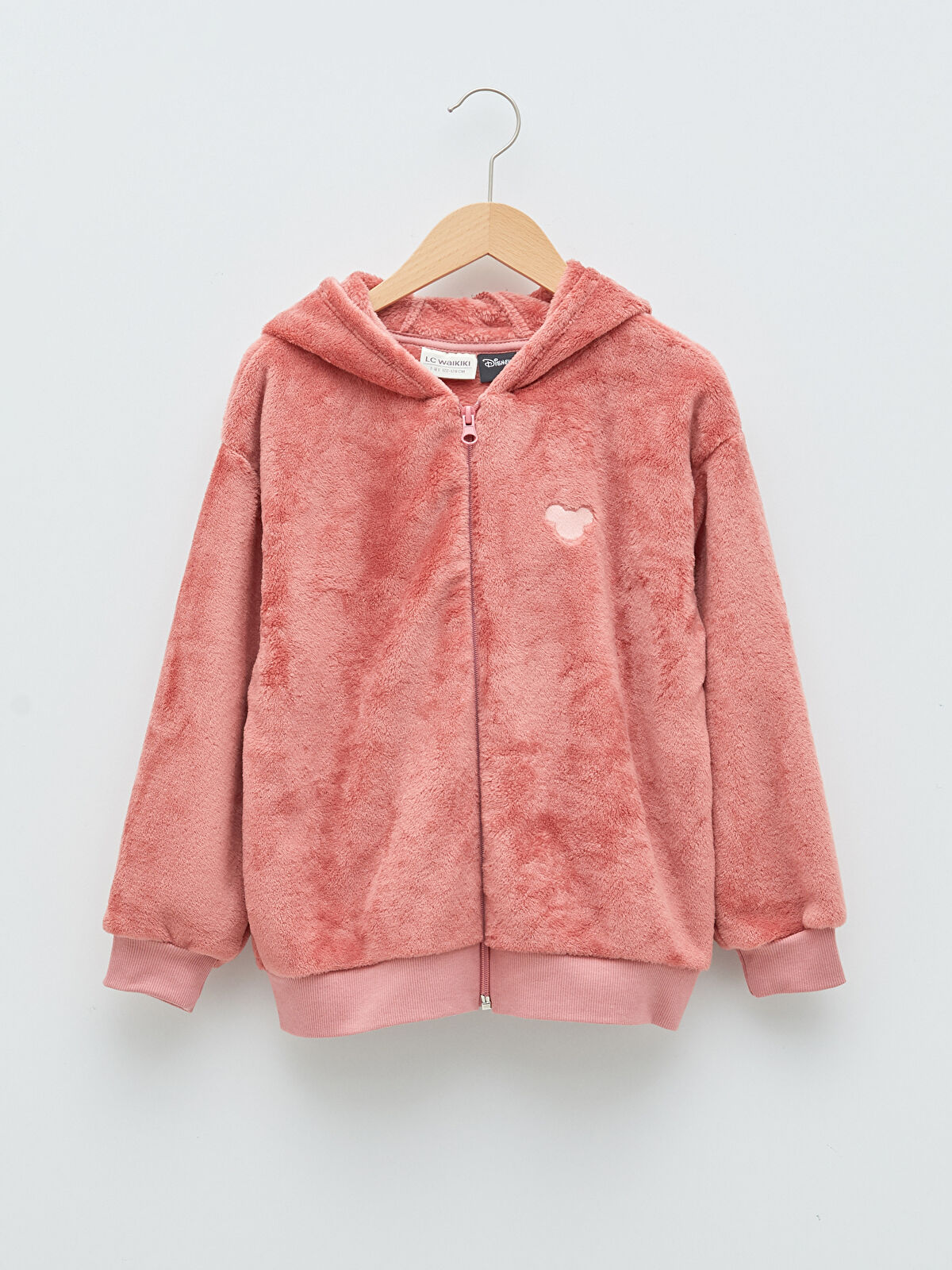 Kapüşonlu Mickey Mouse Nakışlı Uzun Kollu Kız Çocuk Fermuarlı Sweatshirt