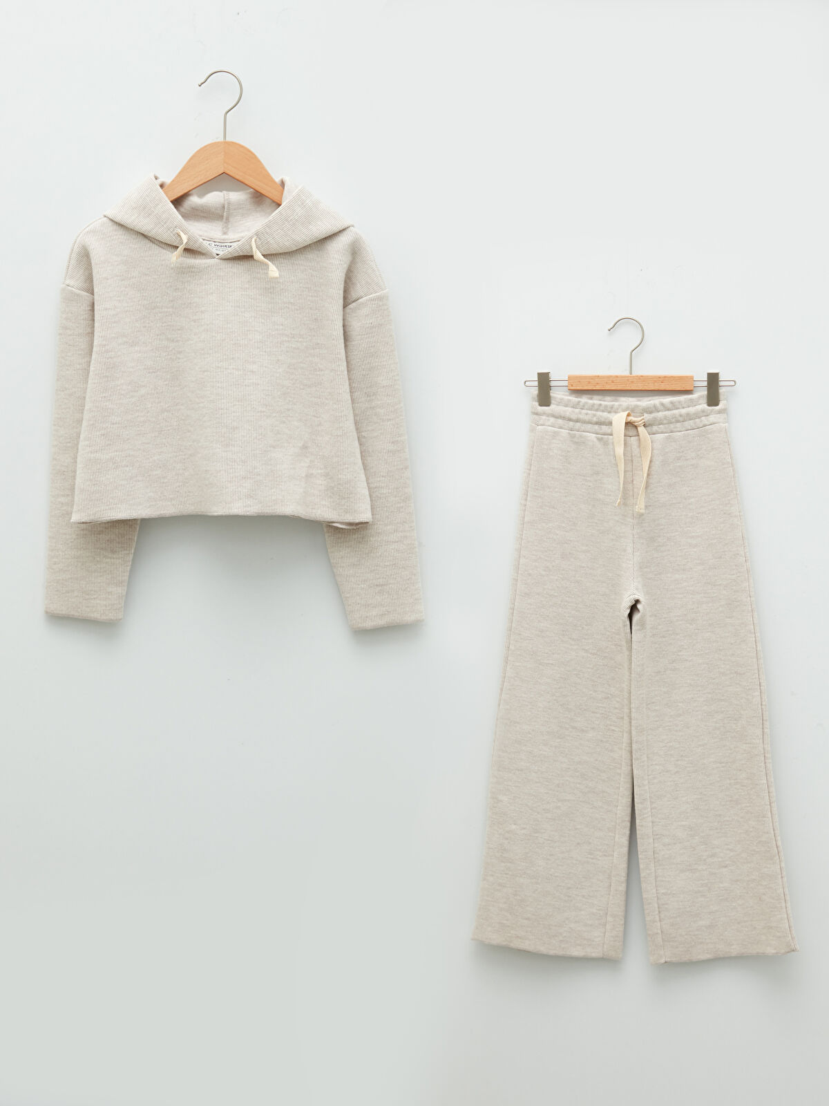 Kapüşonlu Basic Uzun Kollu Kız Çocuk Sweatshirt ve Pantolon