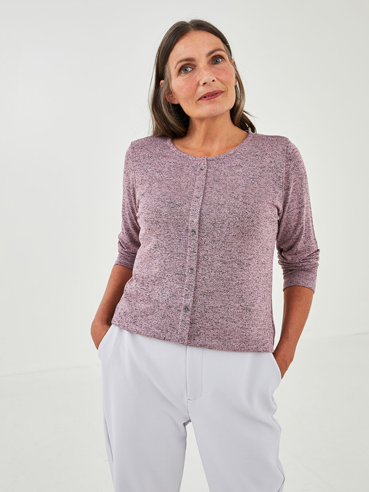 LCW GRACE Bisiklet Yaka Düğme Detaylı Uzun Kollu Kadın Bluz LCW GRACE Bisiklet Yaka Düğme Detaylı Uzun Kollu Kadın Bluz