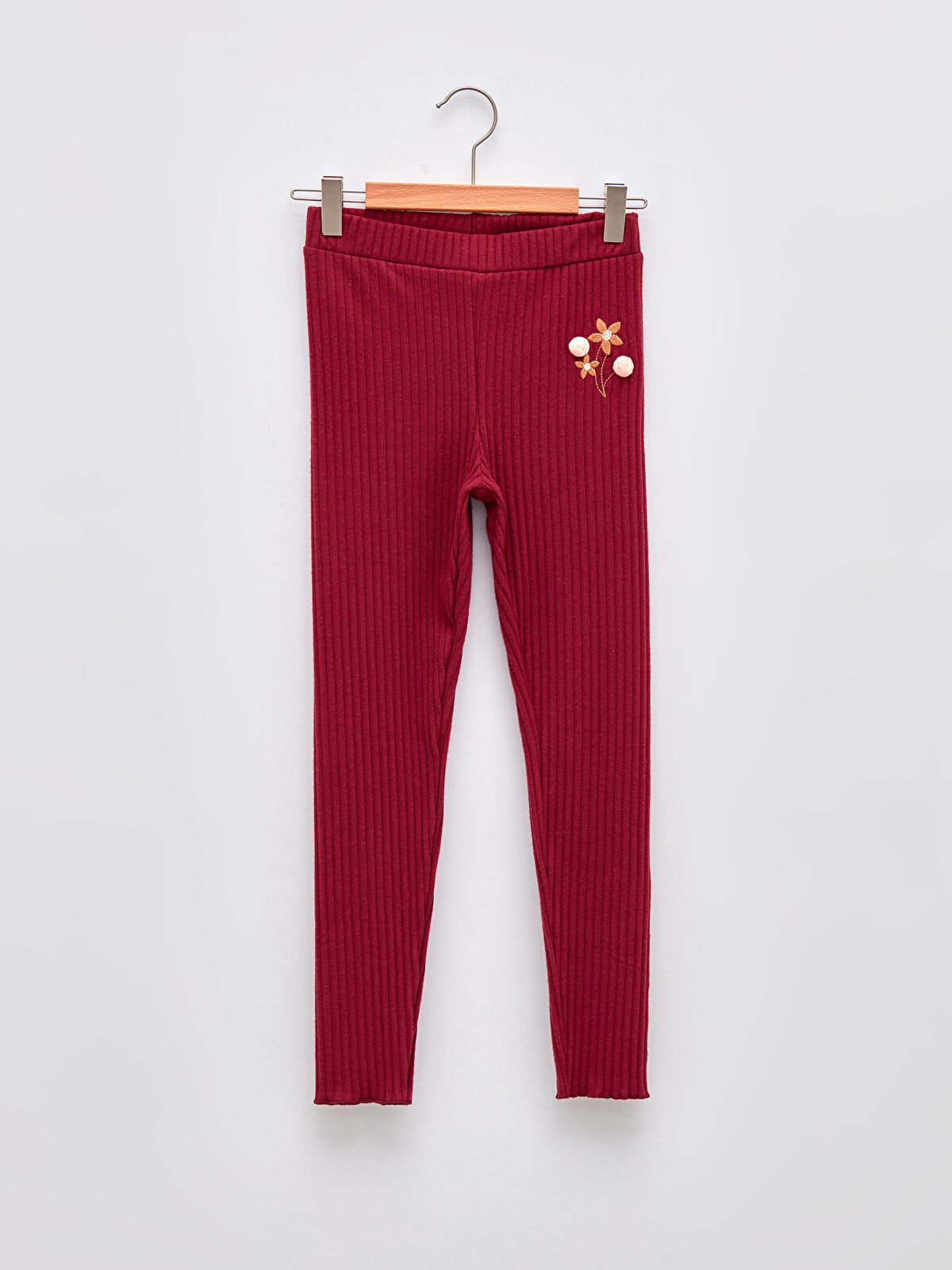 Beli Lastikli Nakış Detaylı Kız Çocuk Bilek Boy Tayt