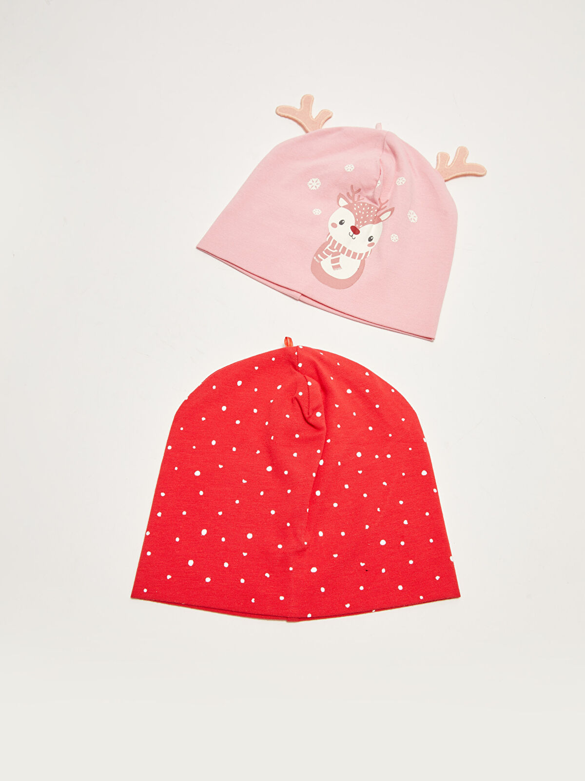 Baskılı Pamuklu Kız Bebek Bere 2'li