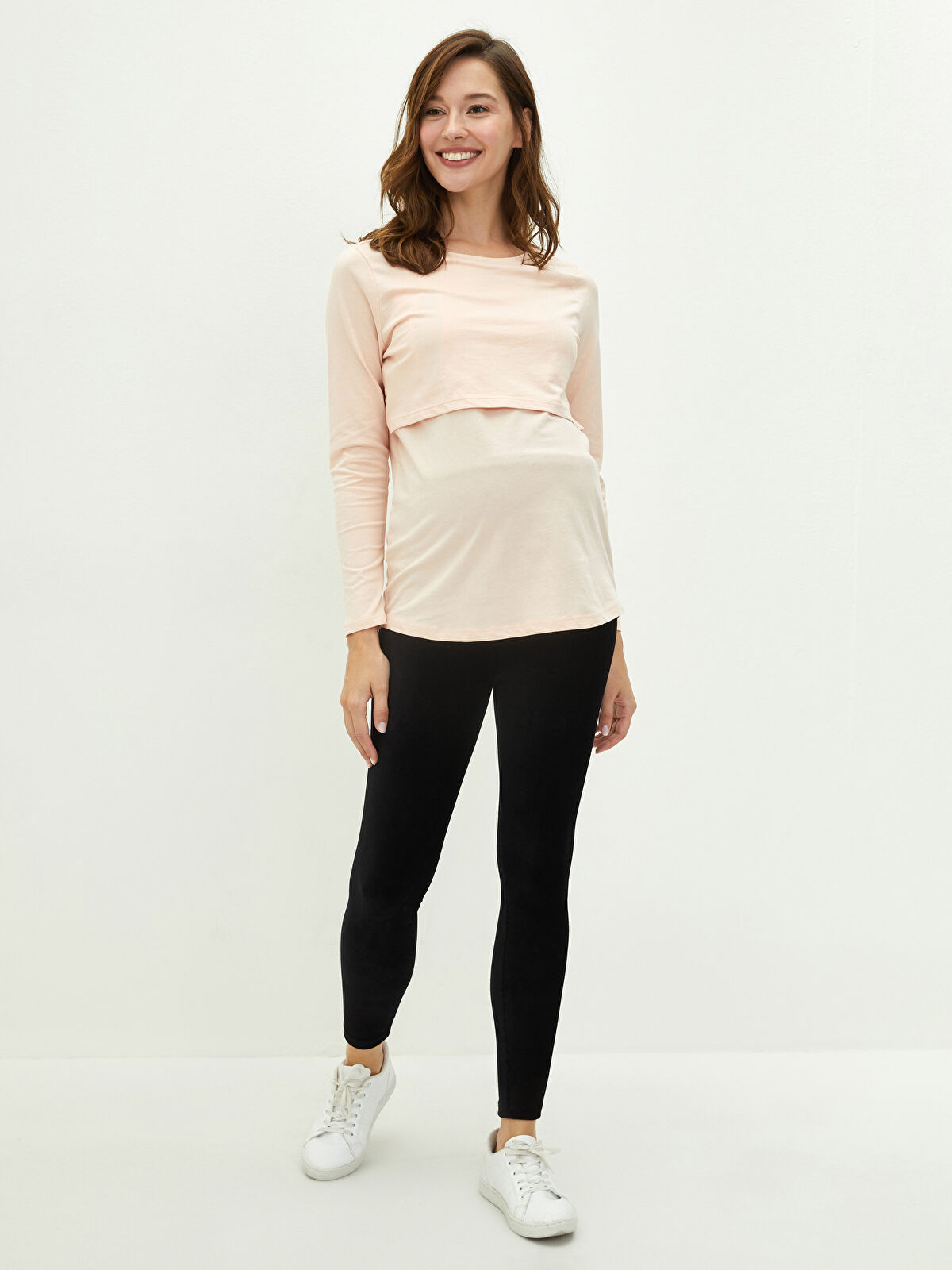 Karın Panelli Düz Fitilli Kadife Kumaş Hamile Tayt