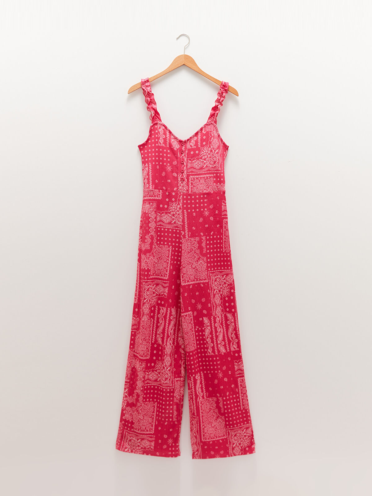 XSIDE Askılı Kalp Yaka Desenli Kadın Tulum