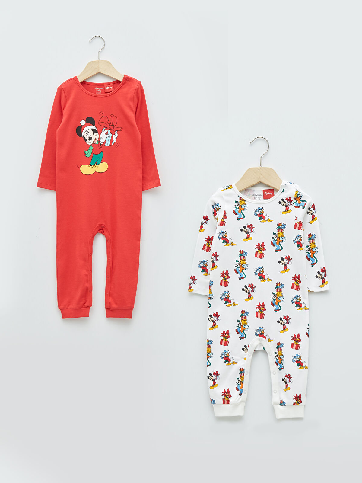 Bisiklet Yaka Uzun Kollu Mickey Mouse Baskılı Pamuklu Erkek Bebek Tulum 2'li Bisiklet Yaka Uzun Kollu Mickey Mouse Baskılı Pamuklu Erkek Bebek Tulum 2'li