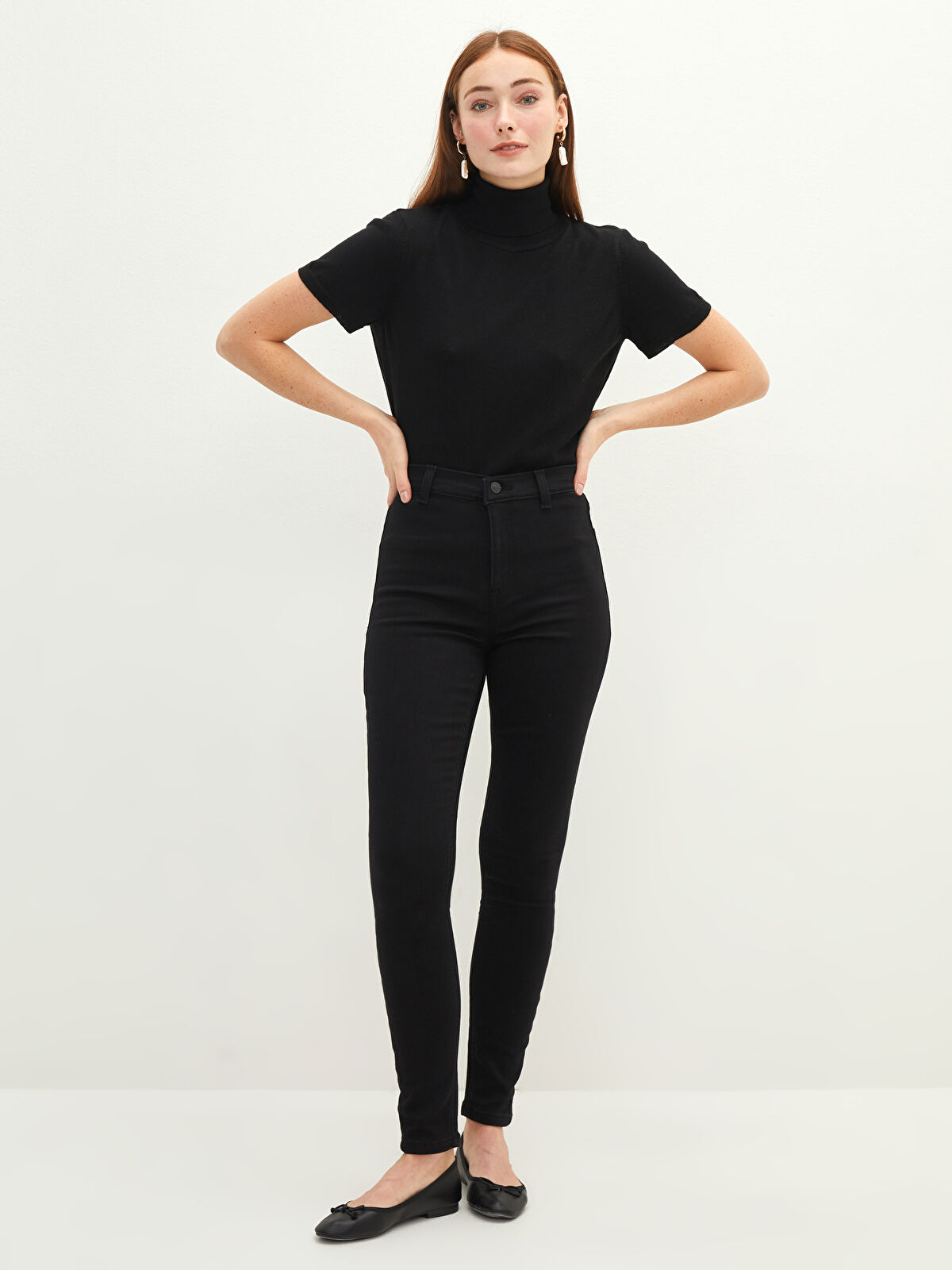 Yüksek Bel Süper Skinny Fit Düz Kadın Jean Pantolon