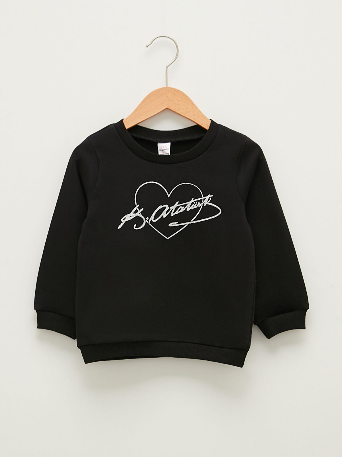 Bisiklet Yaka Uzun Kollu Atatürk İmza Baskılı Kız Bebek Sweatshirt