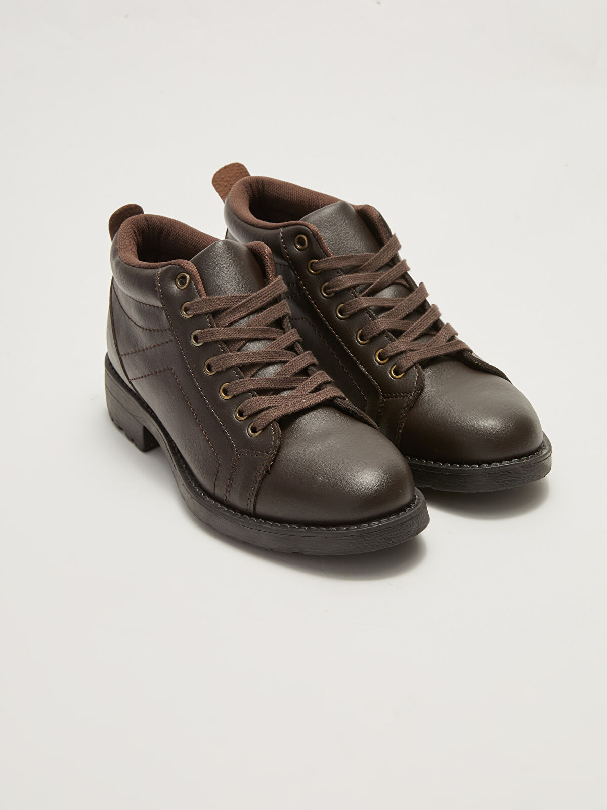 Deri Görünümlü Bağcıklı Bilek Boy Erkek Bot