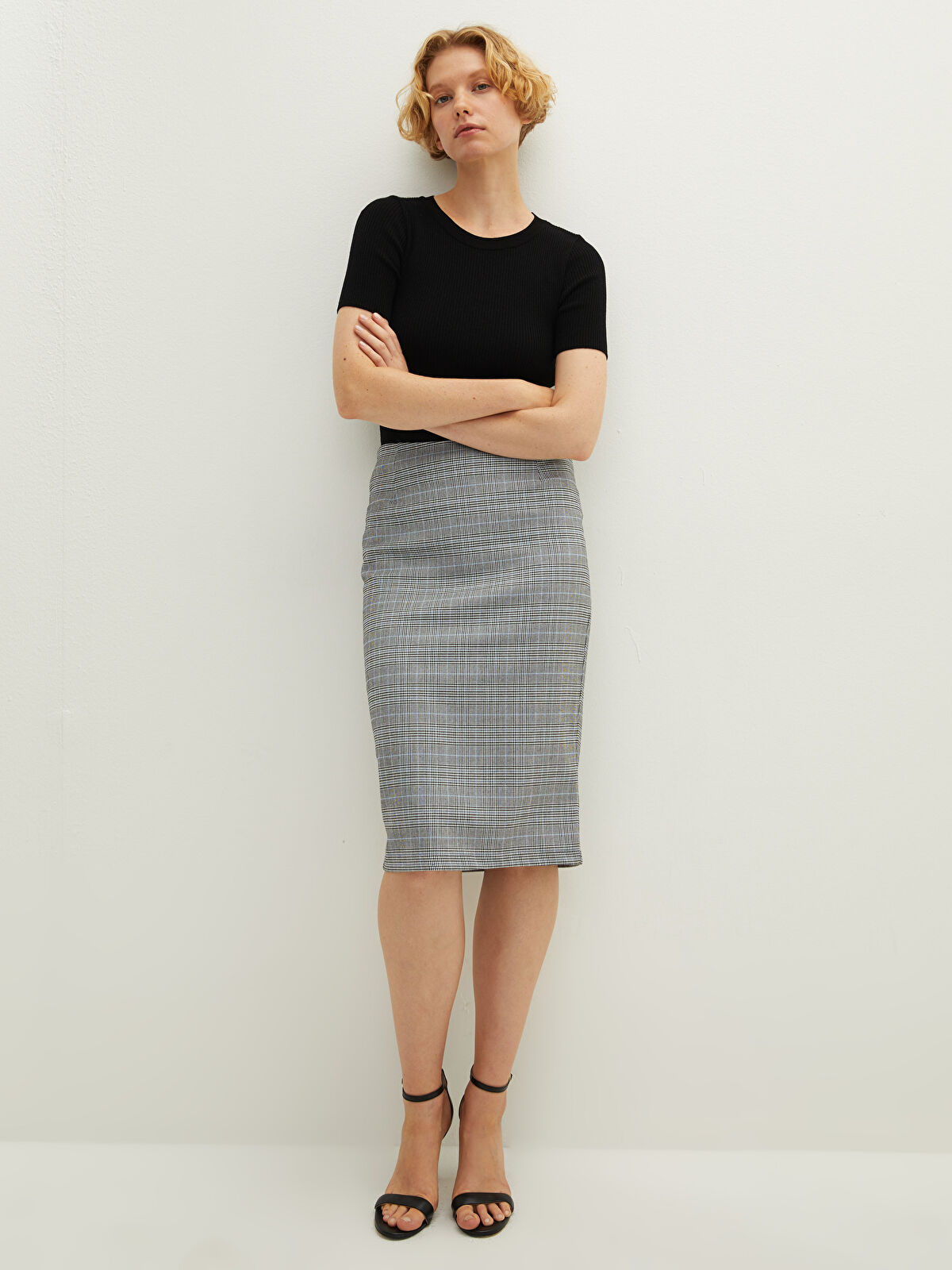 LCW VISION Slim Fit Ekose Kadın Kalem Etek LCW VISION Slim Fit Ekose Kadın Kalem Etek
