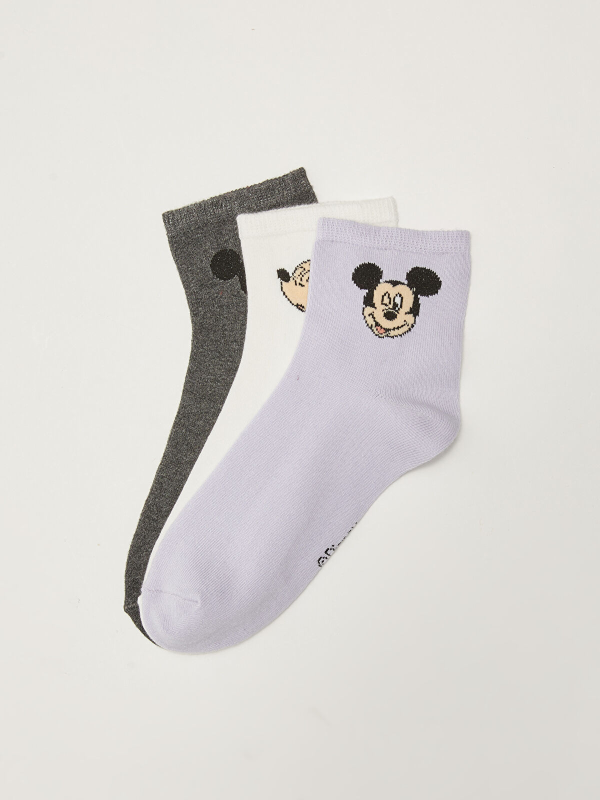 LCW DREAM Mickey Mouse Baskılı Kadın Soket Çorap 3'lü Paket