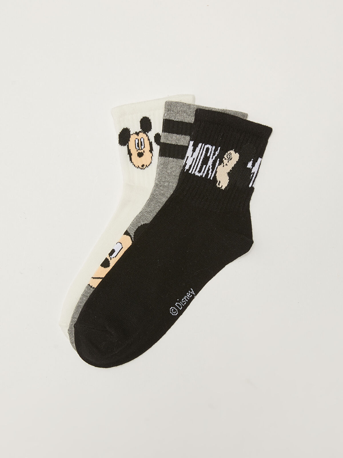 LCW DREAM Mickey Mouse Baskılı Kadın Soket Çorap 3'lü Paket