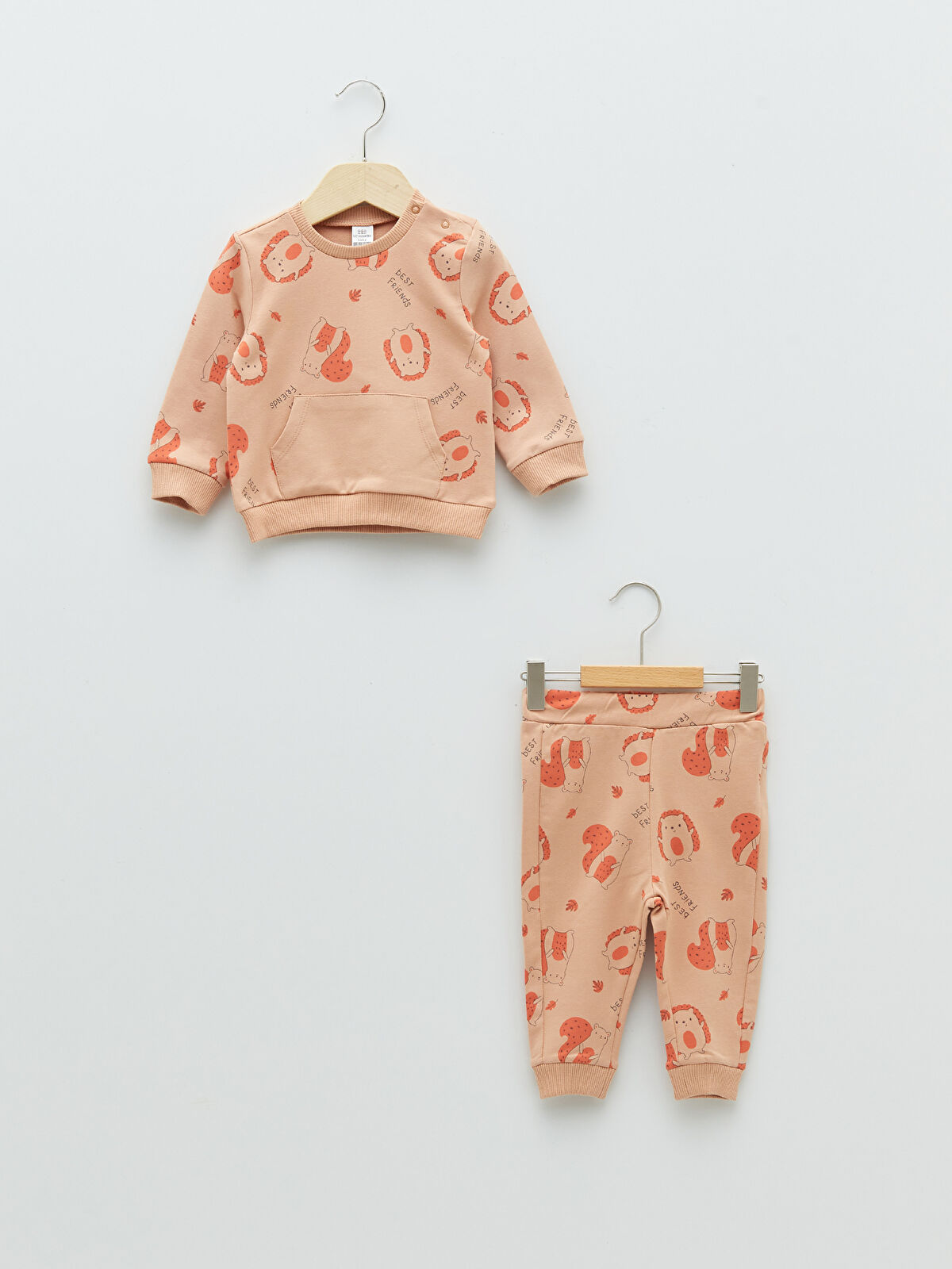 Bisiklet Yaka Uzun Kollu Baskılı Erkek Bebek Sweatshirt ve Jogger Pantolon 2'li Takım Bisiklet Yaka Uzun Kollu Baskılı Erkek Bebek Sweatshirt ve Jogger Pantolon 2'li Takım