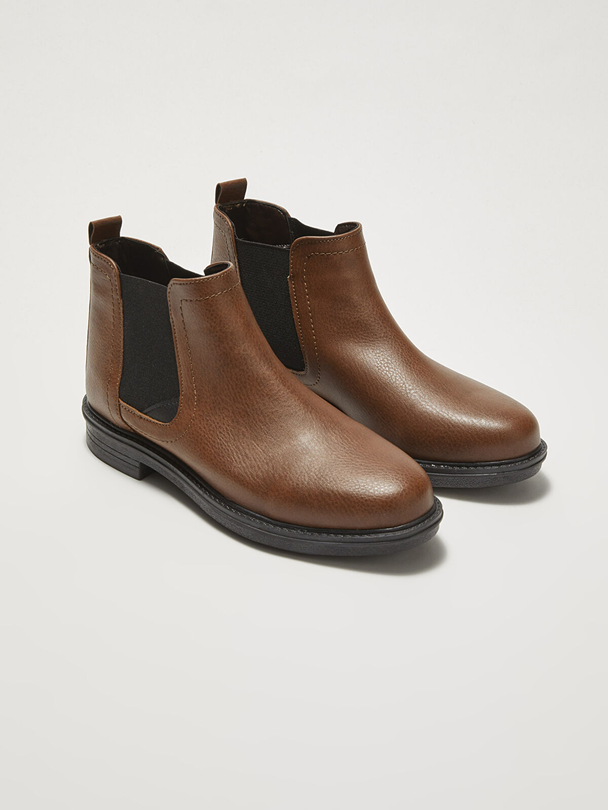 Deri Görünümlü Yanları Lastikli Erkek Bot