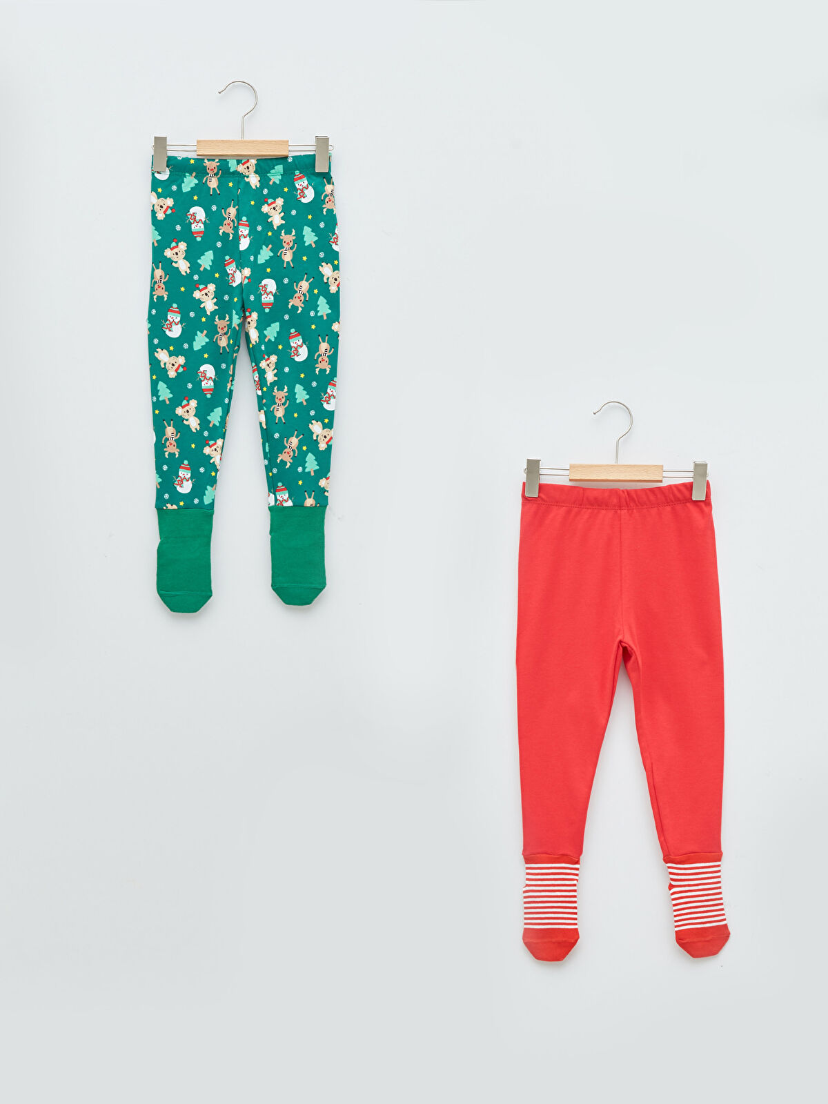 Beli Lastikli Erkek Bebek Çoraplı Pijama Alt 2'li Takım