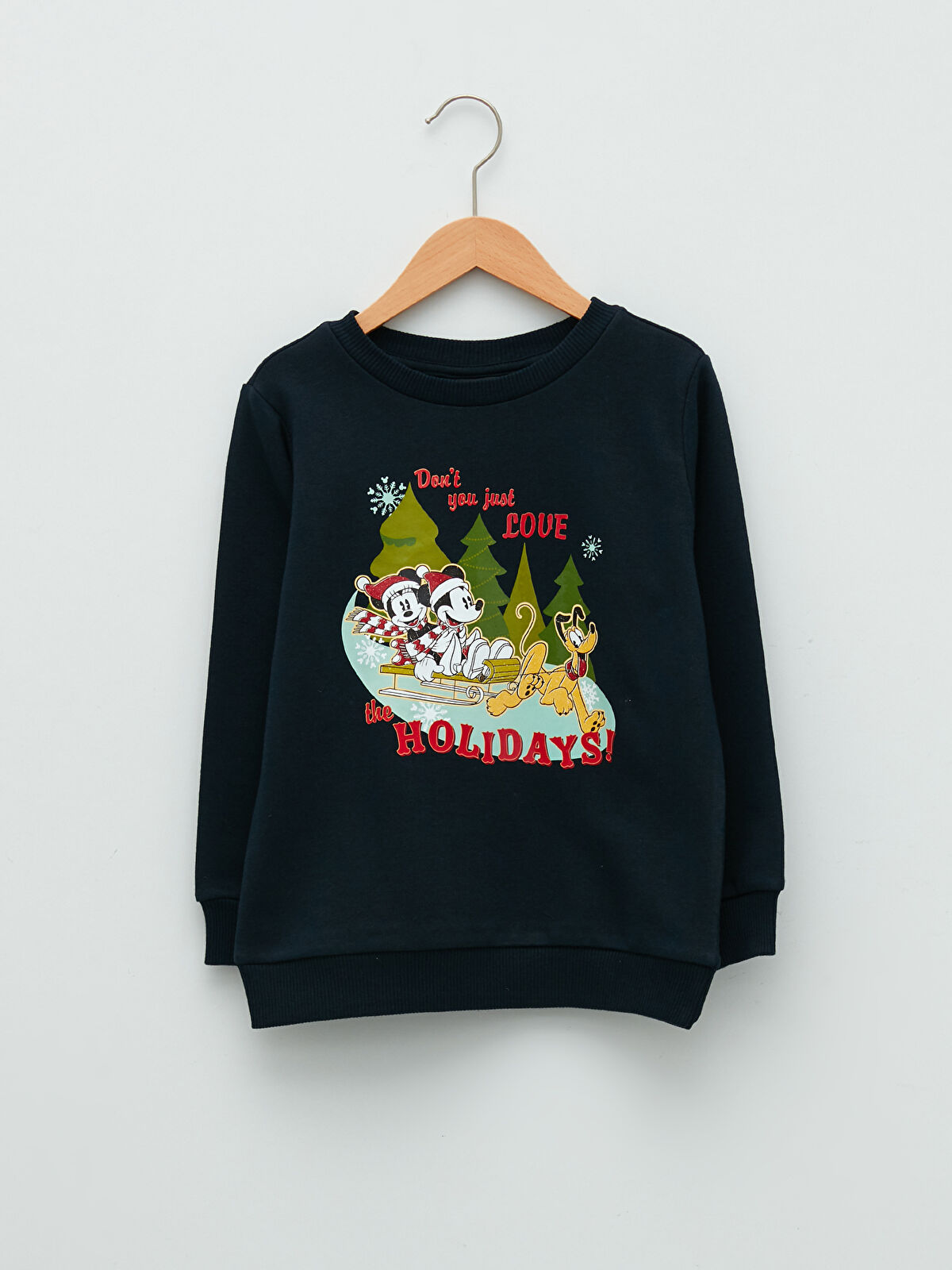 Bisiklet Yaka Disney Baskılı Uzun Kollu Erkek Çocuk Sweatshirt Baba ve Oğul Kombini