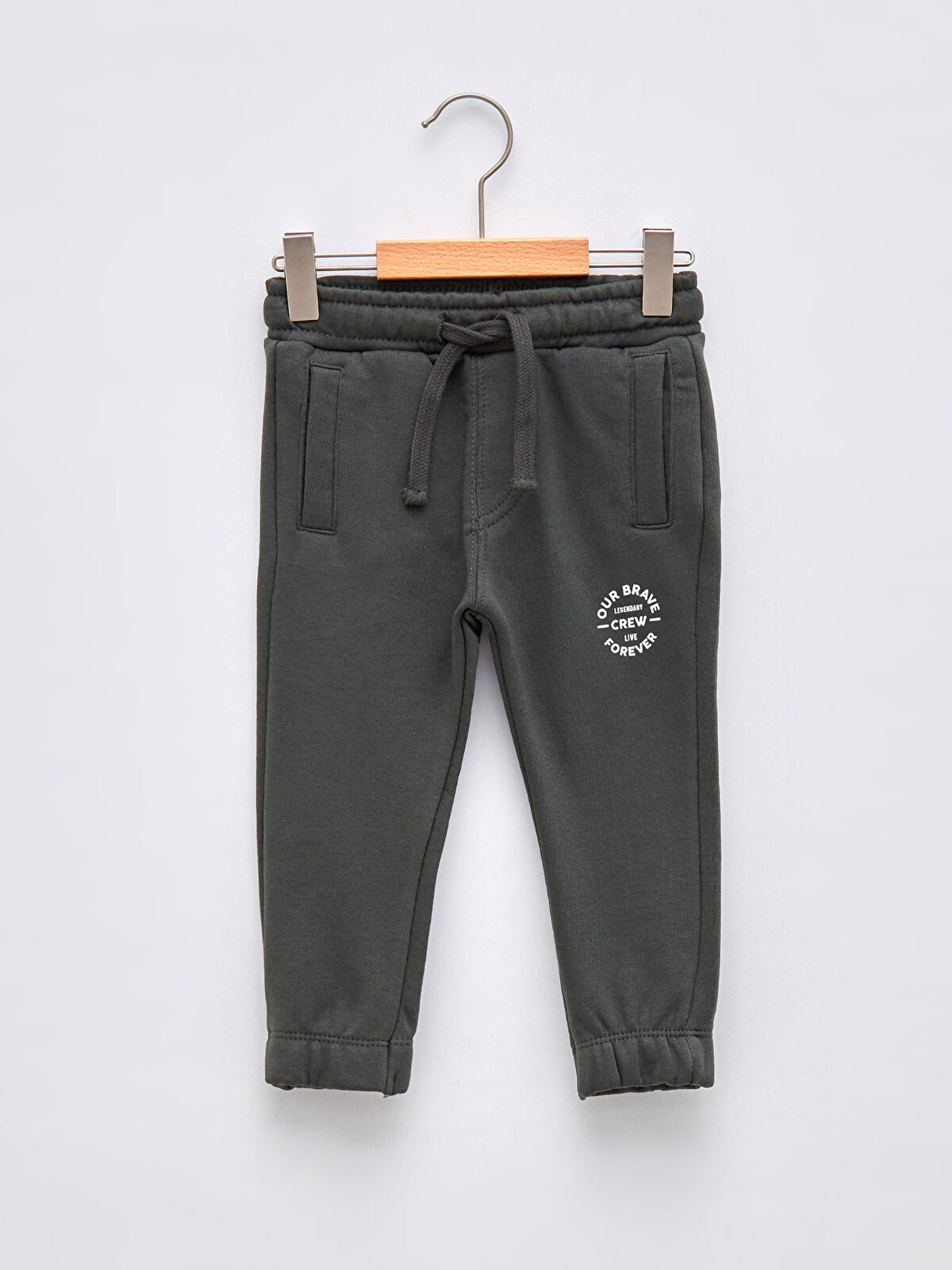 Beli Lastikli Baskılı Erkek Bebek Eşofman Alt Baba ve Oğul Kombini