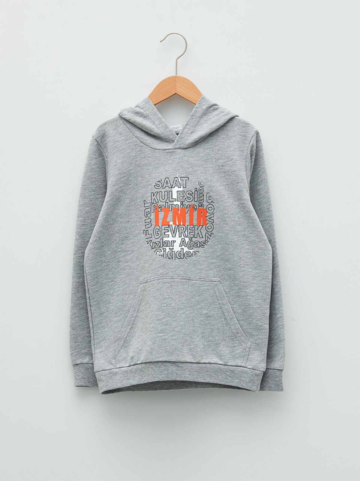 Kapüşonlu İzmir Baskılı Uzun Kollu Erkek Çocuk Sweatshirt