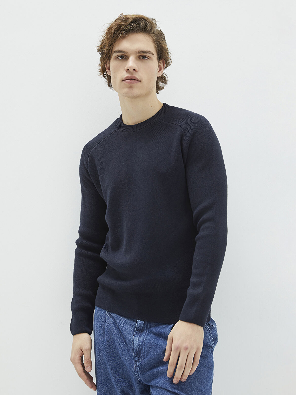 LCW CASUAL Oversize Bisiklet Yaka Uzun Kollu İnce Erkek Triko Kazak