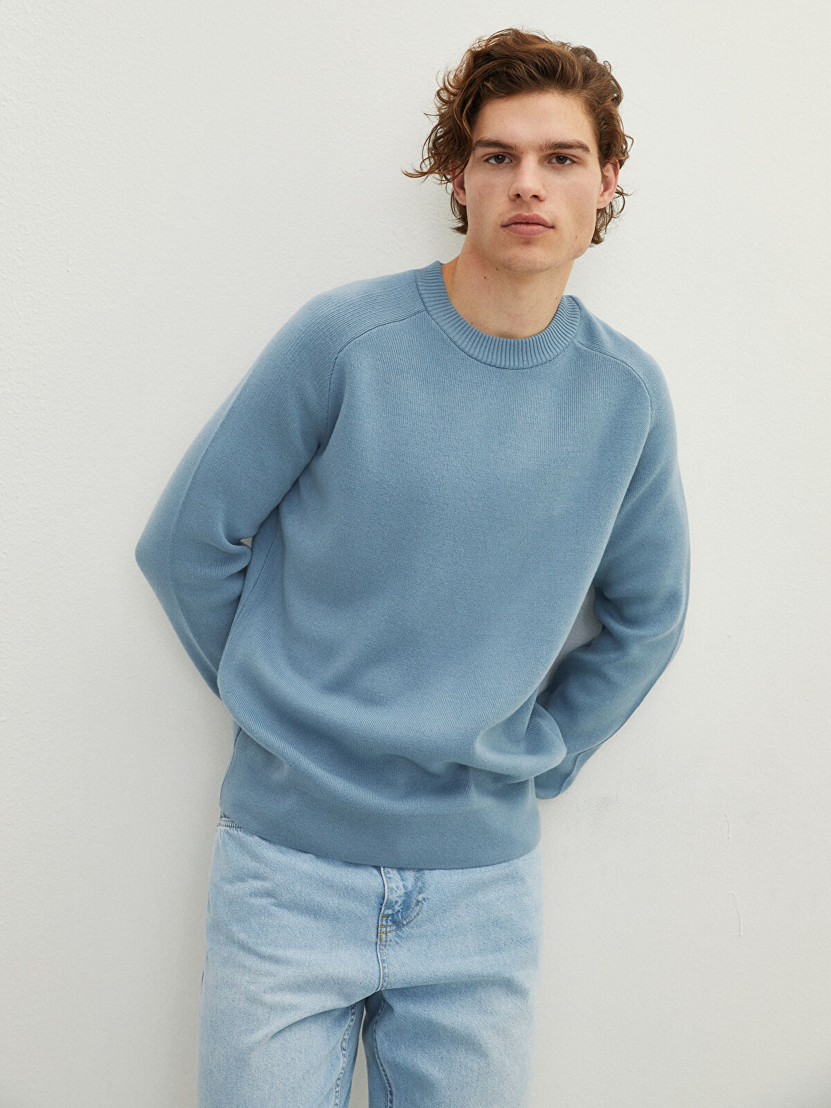 LCW CASUAL Oversize Bisiklet Yaka Uzun Kollu İnce Erkek Triko Kazak