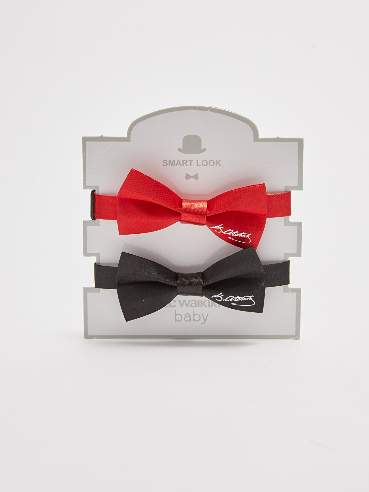 Atatürk İmza Baskılı Saten Erkek Bebek Papyon 2'li