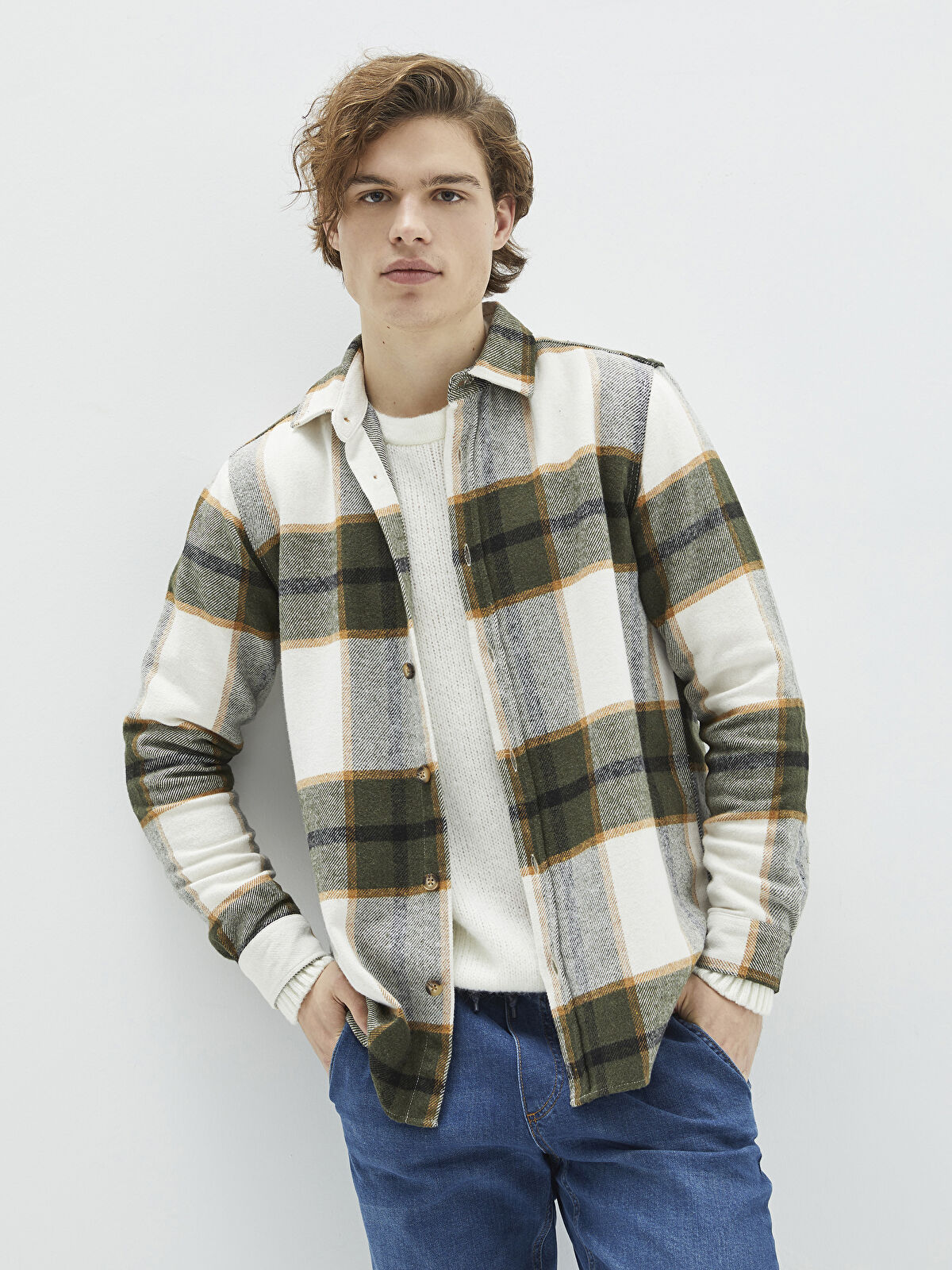 LCW CASUAL Regular Fit Uzun Kollu Ekose Erkek Gömlek Ceket